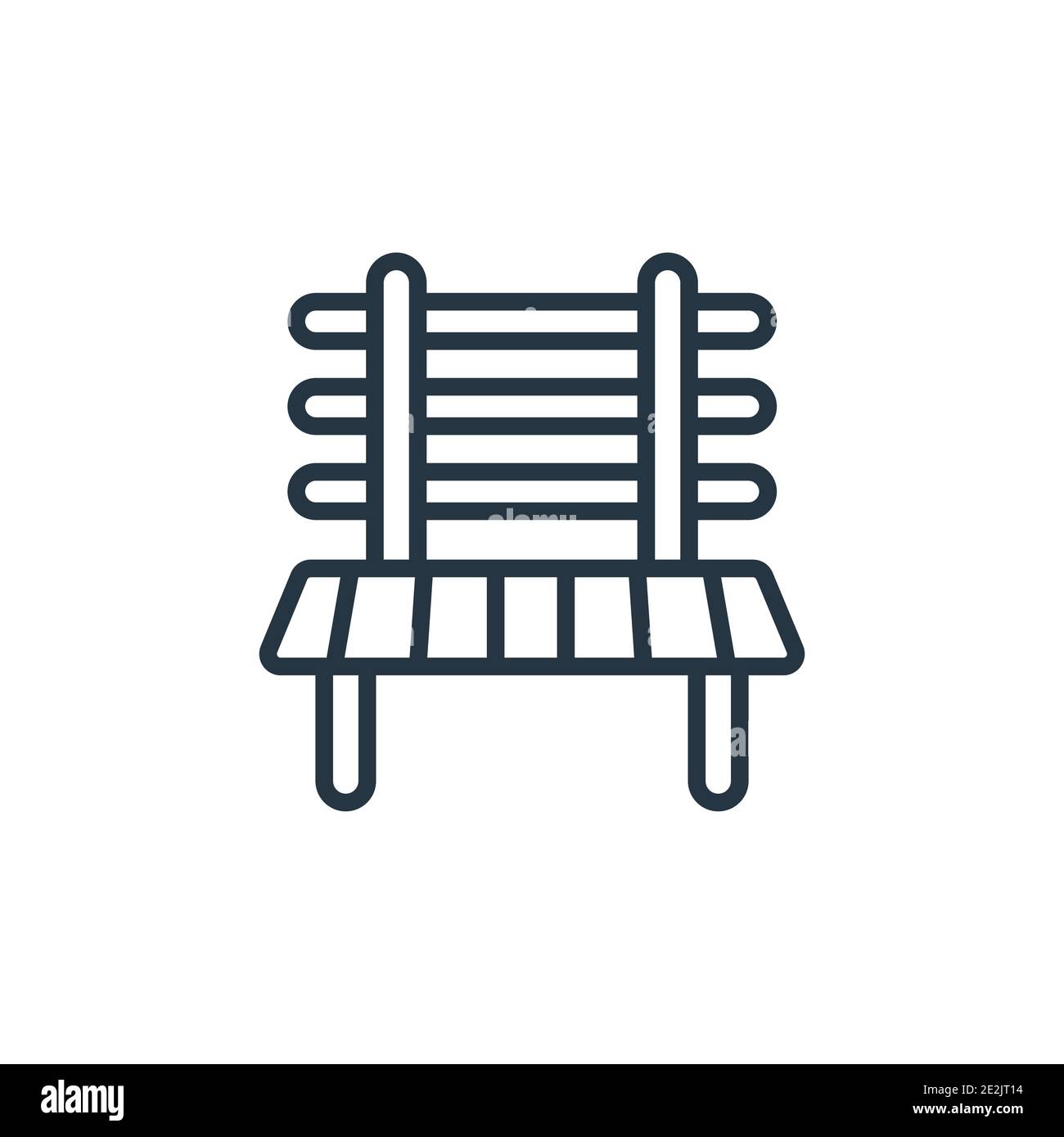 Bench outline vector icon. Thin line black bench icon, flat vector ...