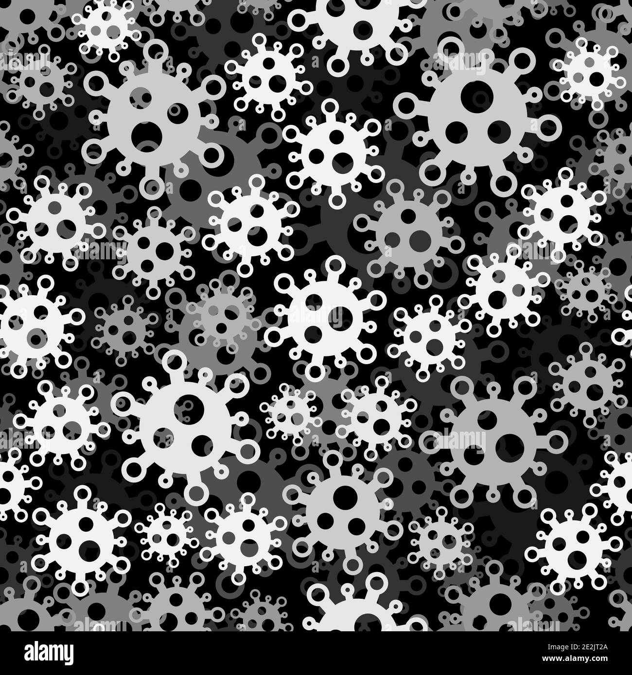Seamless pattern with coronavirus symbols. Grayscale cells background ...