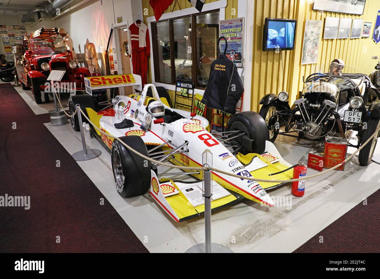 MOTALA, SWEDEN- 13 JANUARY 2020: Kenny Bräck's old IndyCar Ford ...