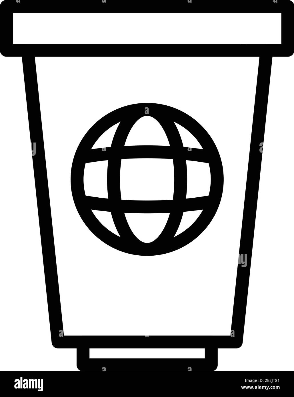 Global eco plastic icon. Outline global eco plastic vector icon for web ...