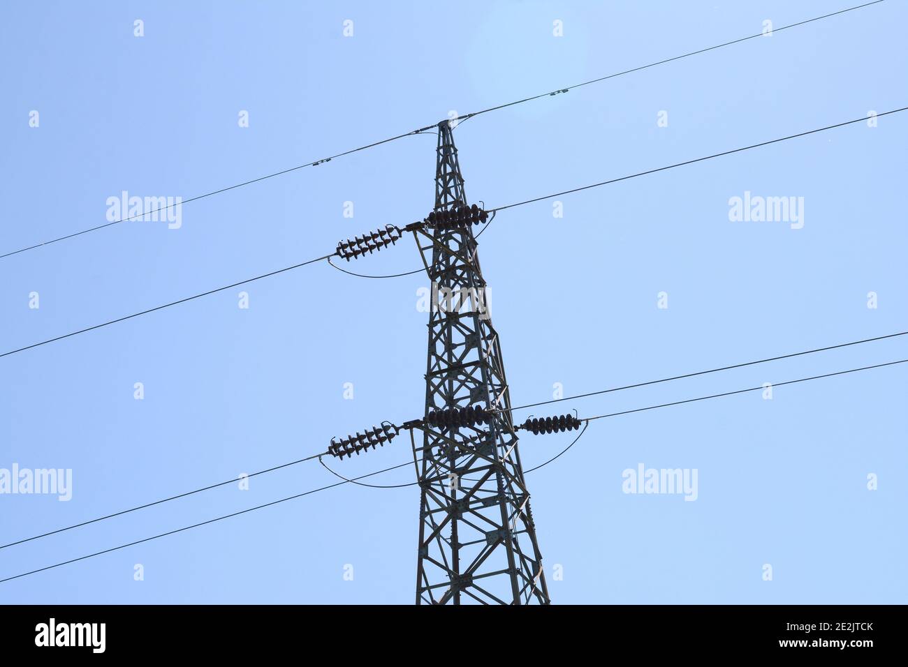 Overhead assorted cable pole Stock Photo - Alamy