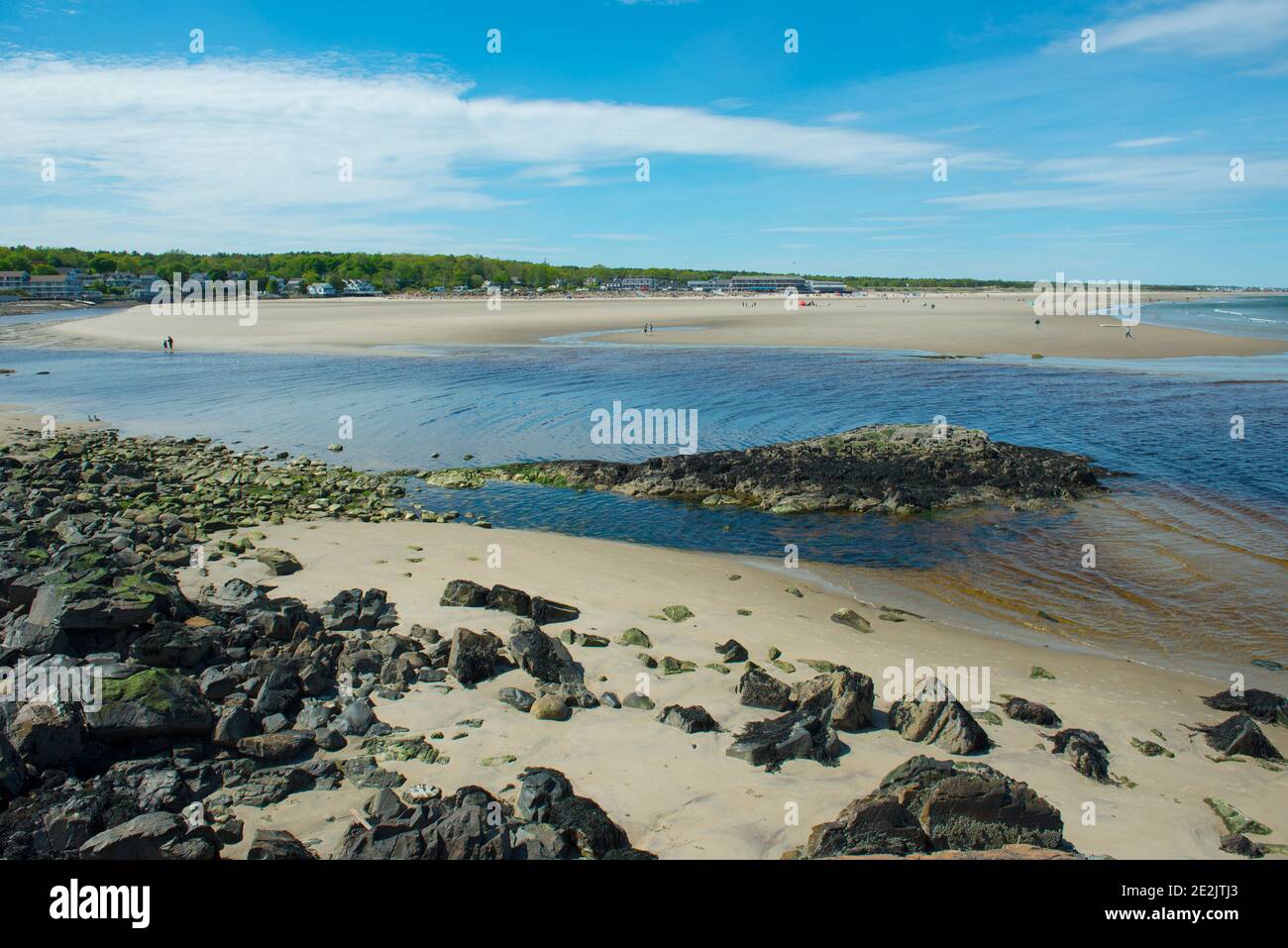 Ogunquit River flows in the Gulf of Maine in Ogunquit, Maine ME, USA ...