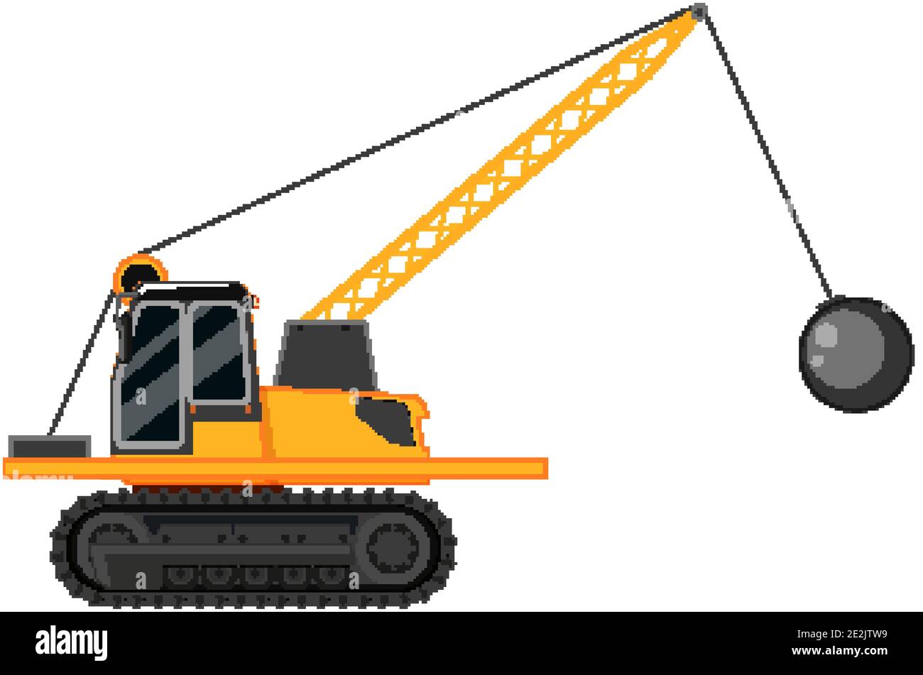 Side view of crawler crane isolated on white background illustration ...