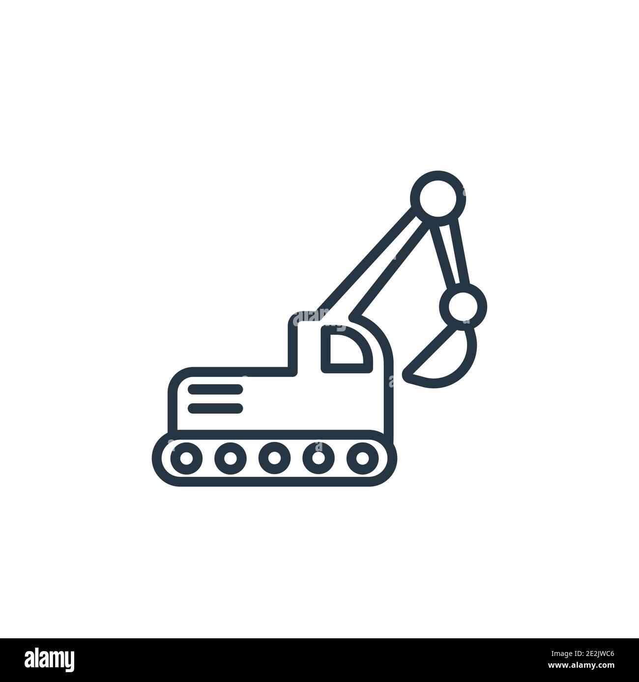 Excavator outline vector icon. Thin line black excavator icon, flat ...