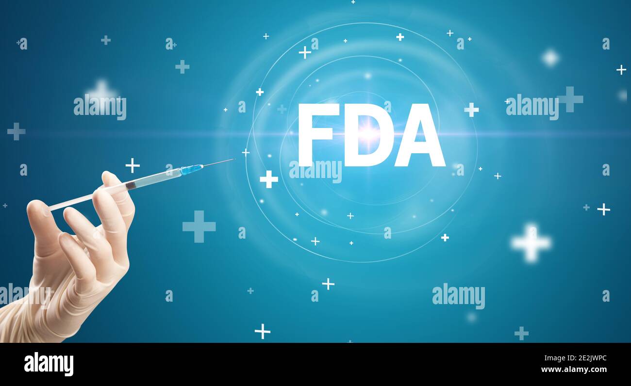 Syringe needle with virus vaccine and FDA abbreviation, antidote ...