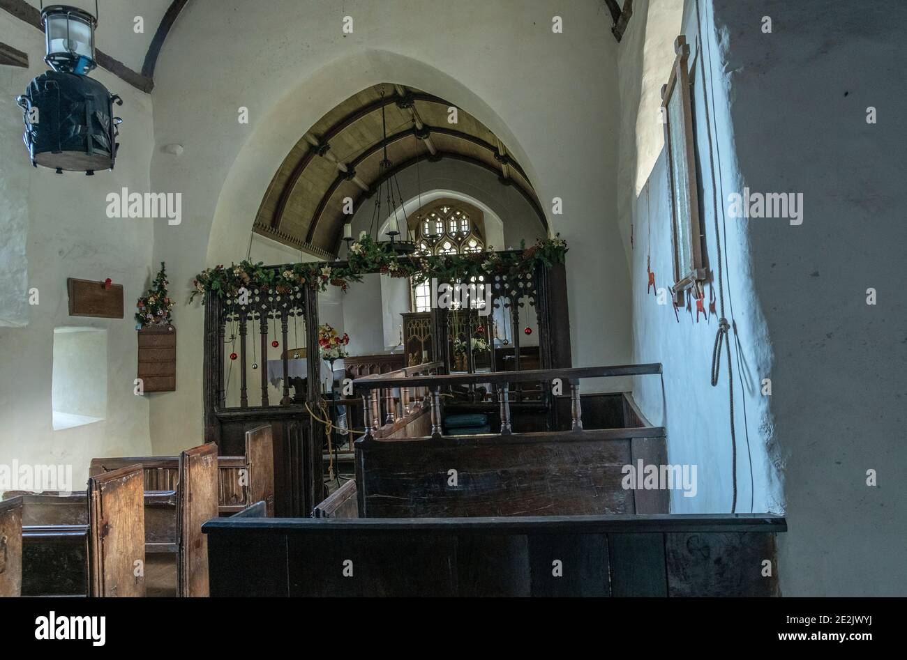 The interior of St Beuno's Church at Culbone, the smallest parish ...