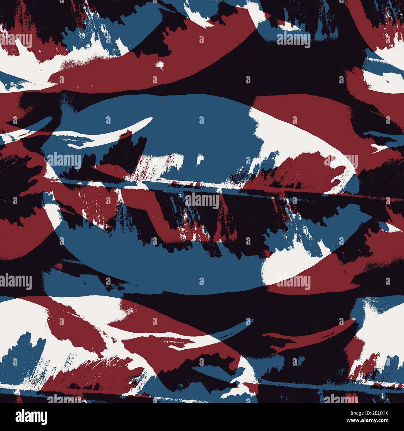 Seamless leaf pattern in red blue black white Stock Photo - Alamy