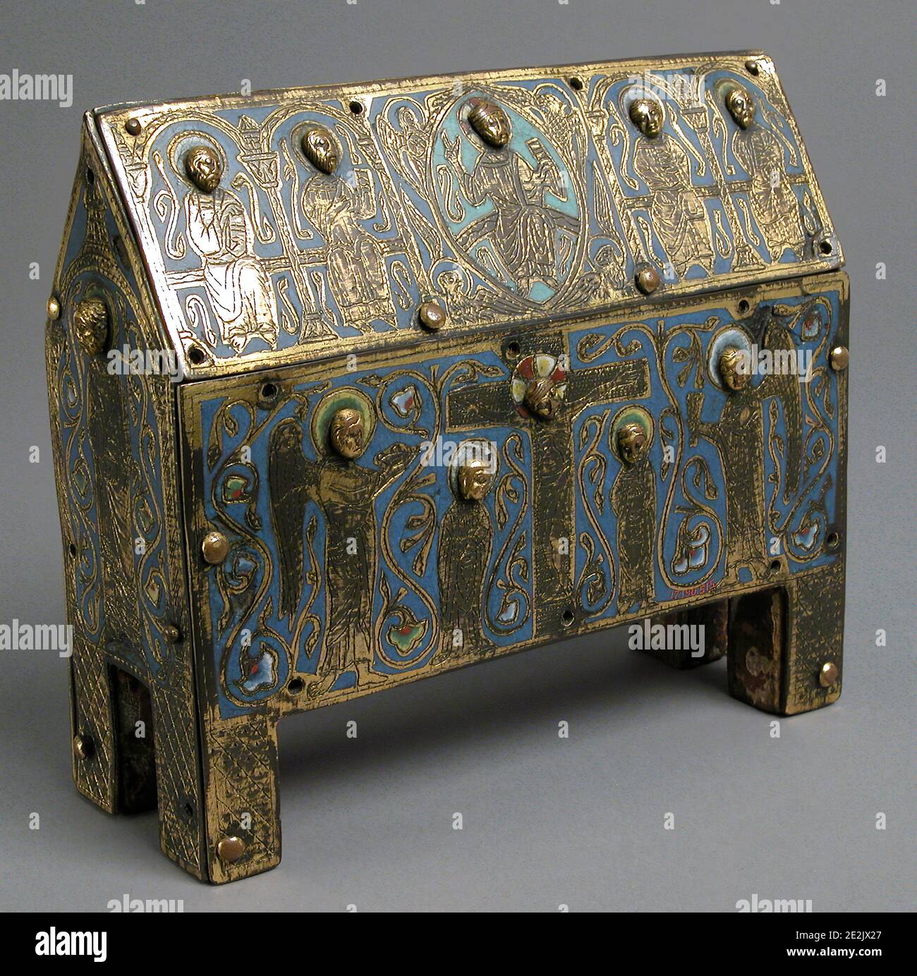 Gilt copper champleve enamel over wood core hi-res stock photography ...