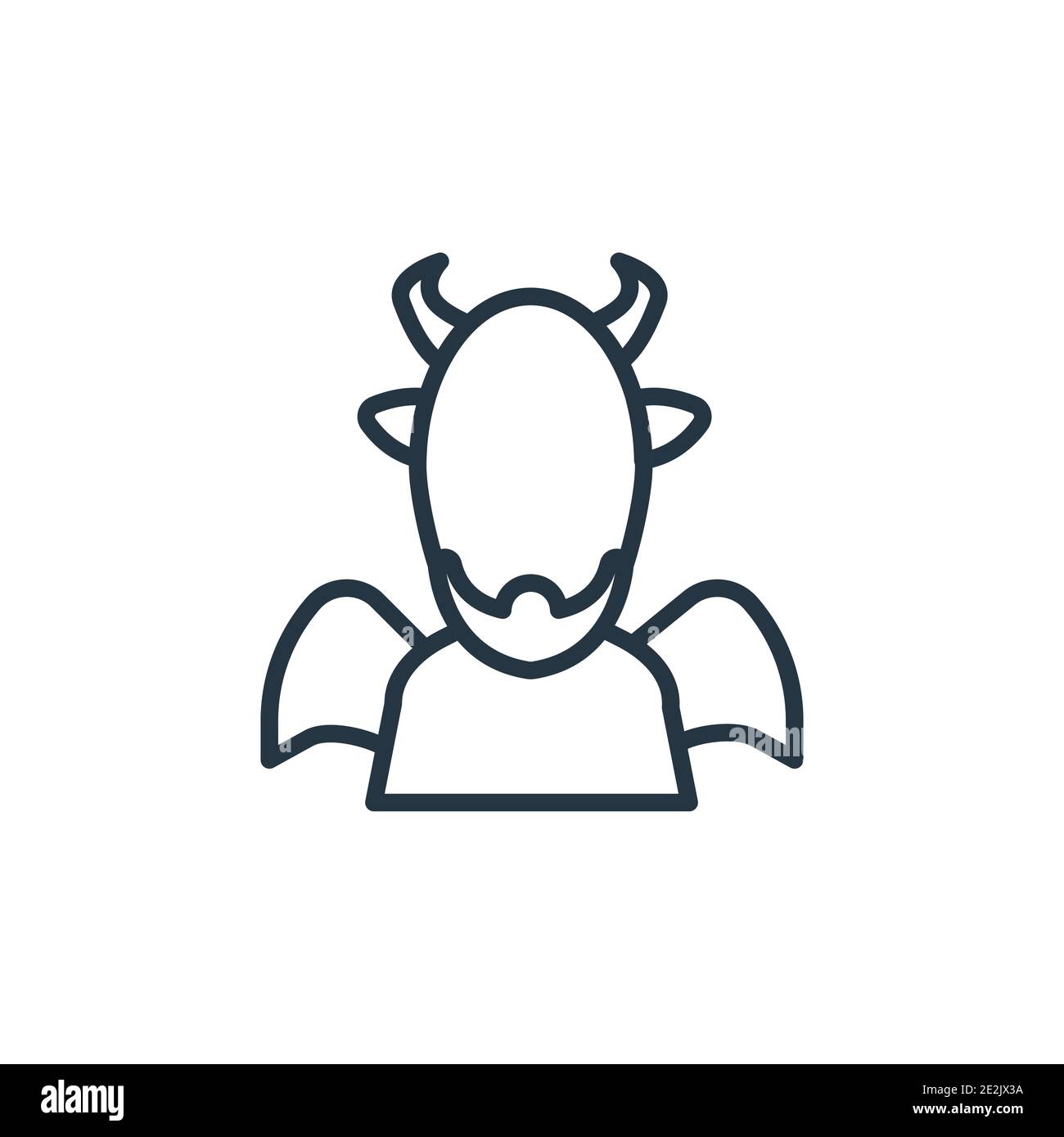Devil outline vector icon. Thin line black devil icon, flat vector ...