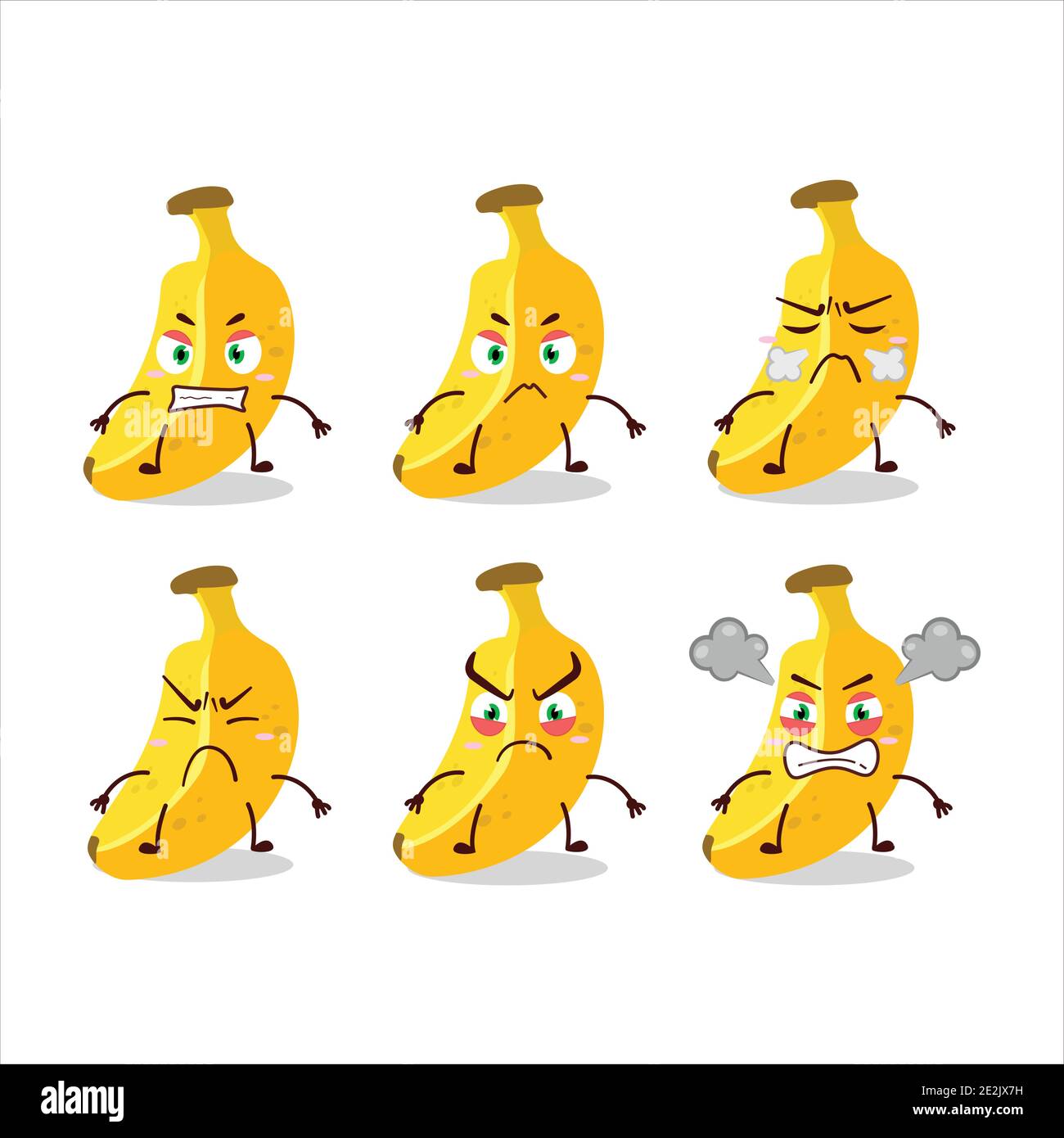 Banana cartoon character with various angry expressions. Vector ...