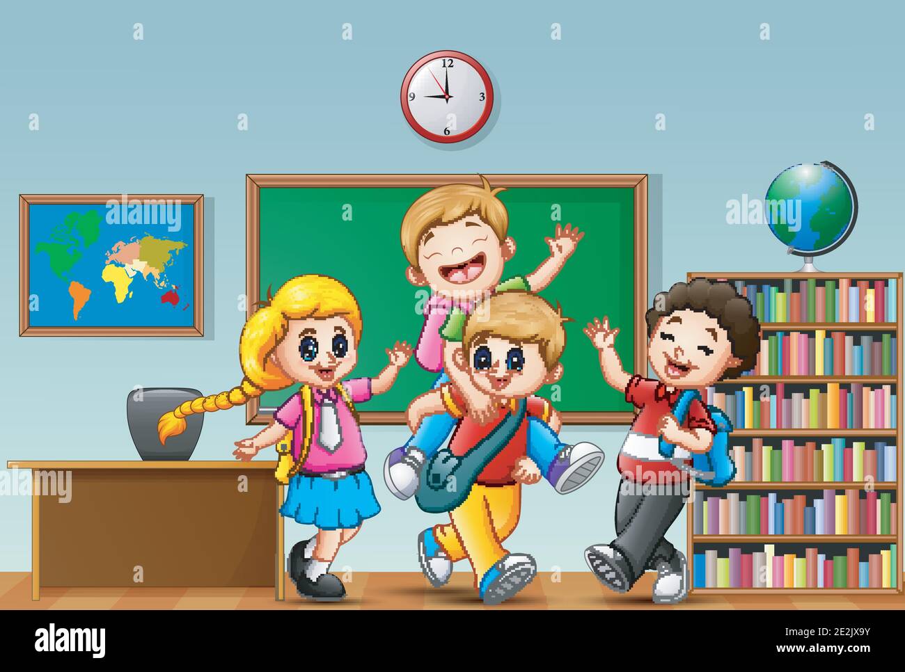 Happy childrens cartoon in a classroom Stock Vector Image & Art - Alamy