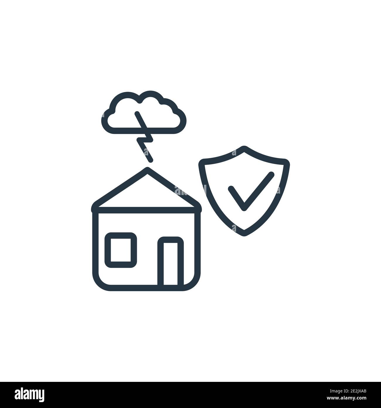 House insurance for storms outline vector icon. Thin line black house ...