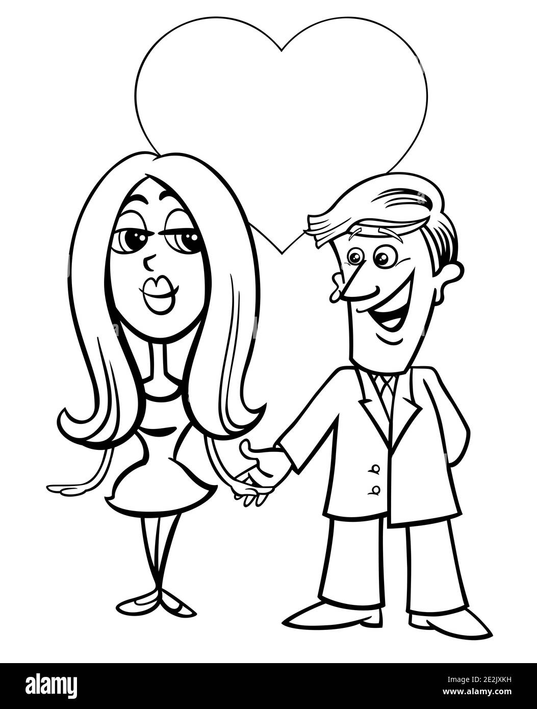 Valentines Day Greeting Card Cartoon Illustration With Woman And Man