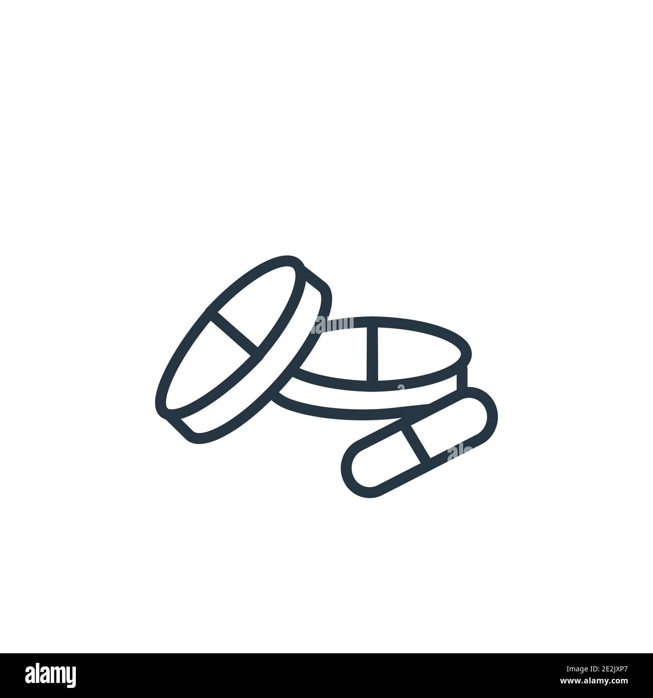 Pills outline vector icon. Thin line black pills icon, flat vector ...