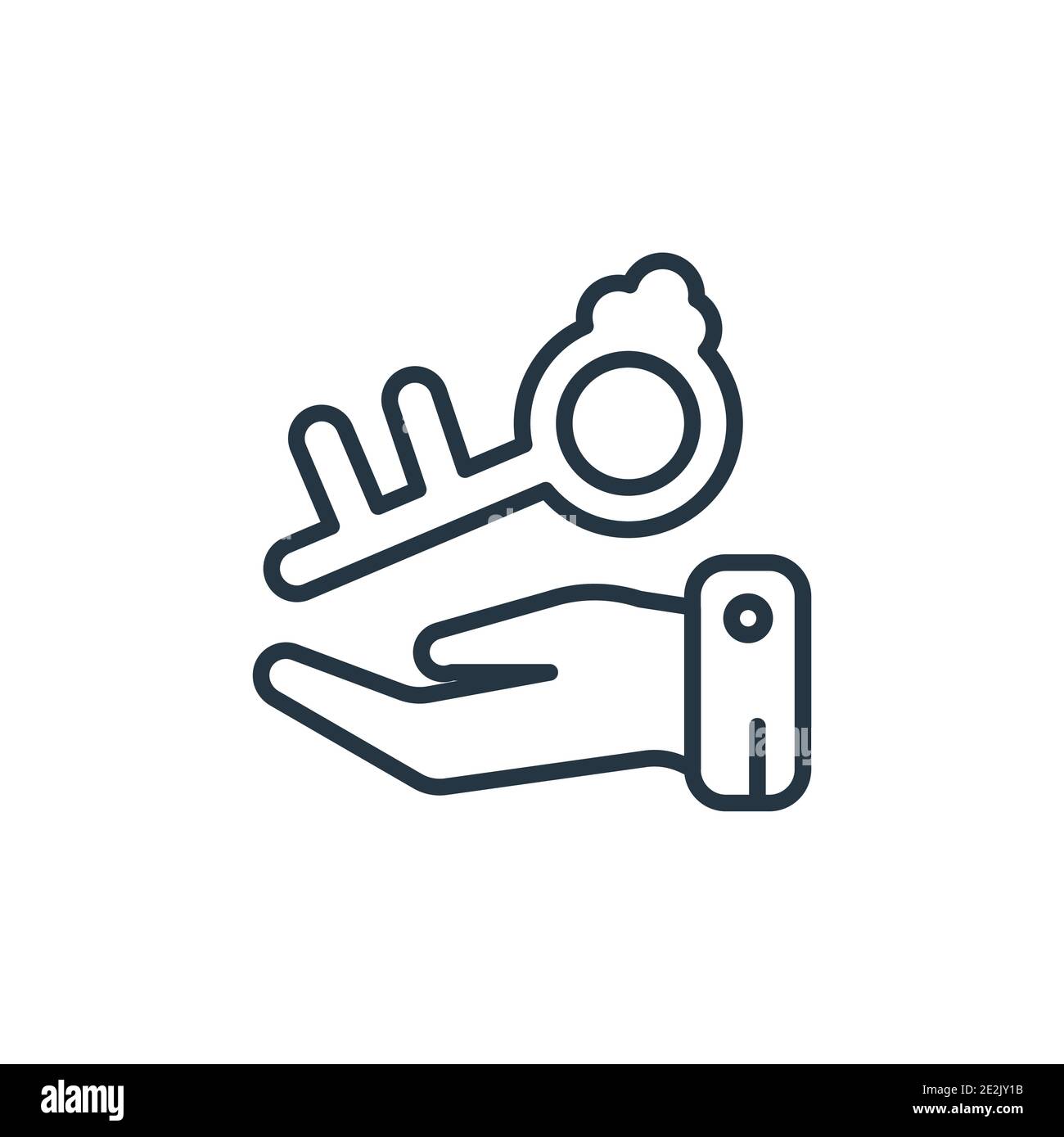 Hanging over the key outline vector icon. Thin line black hanging over ...