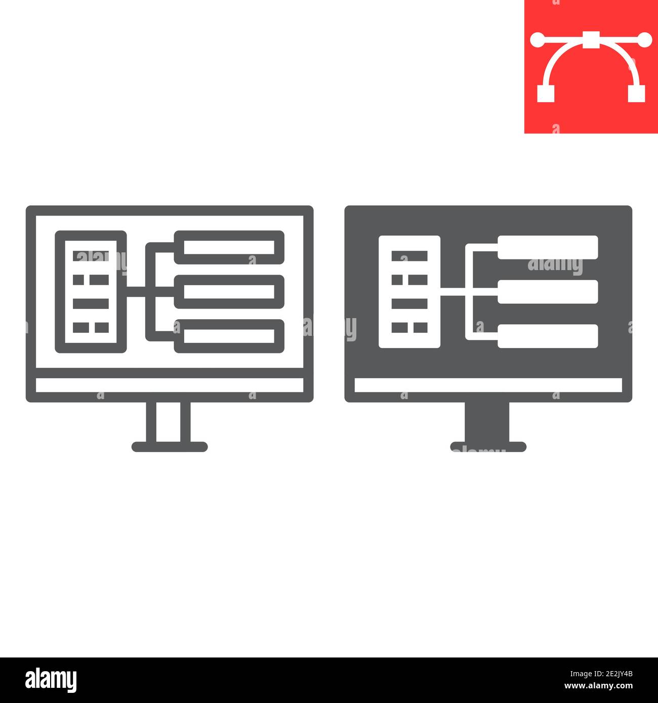 UX design line and glyph icon, design and graphic, UI design sign vector graphics, editable ...