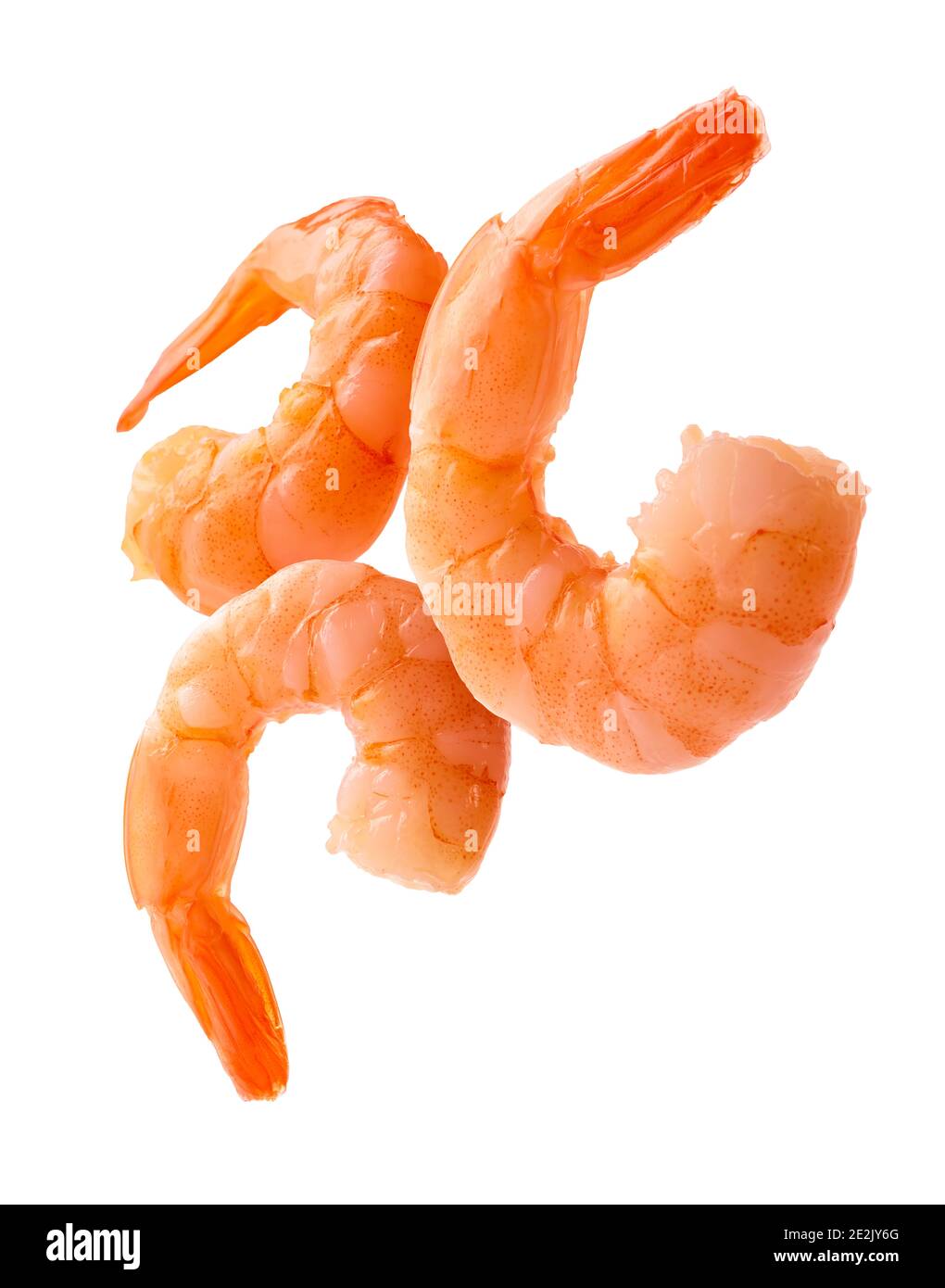 Boiled prawns levitate on a white background Stock Photo - Alamy