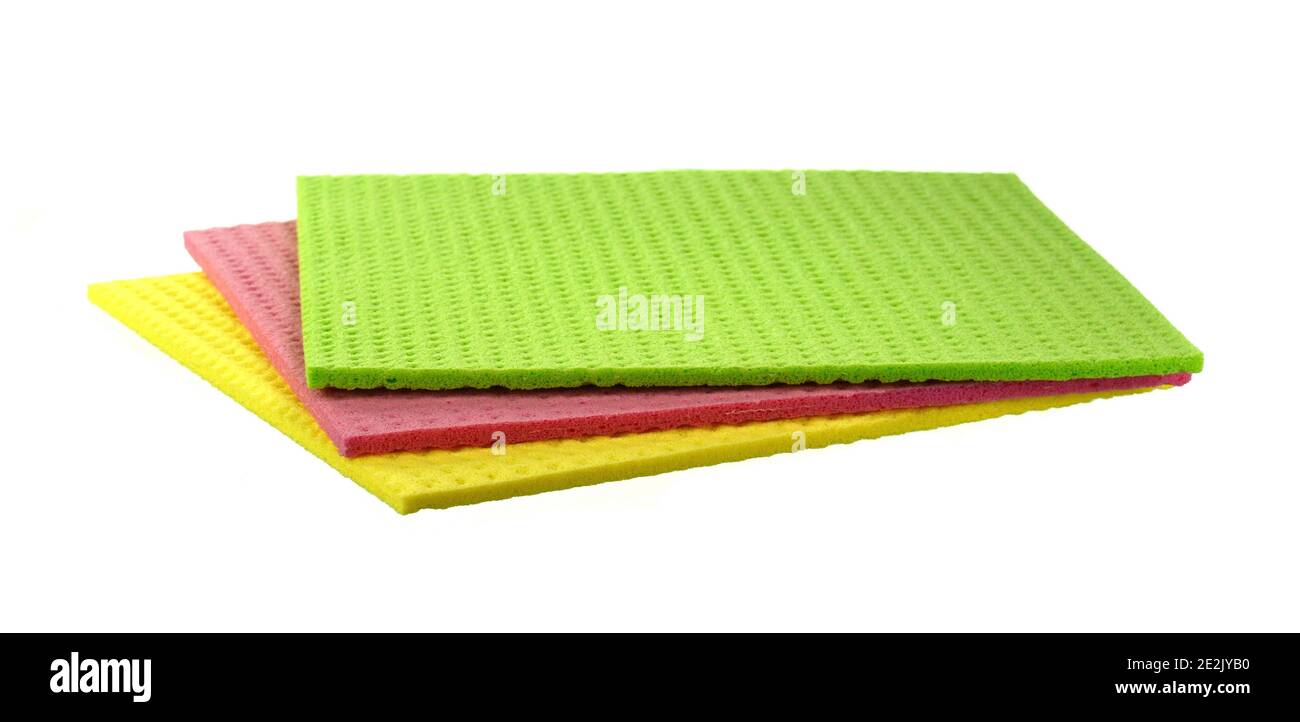 Clean sponge cloths isolated on white background. Household cleaning ...