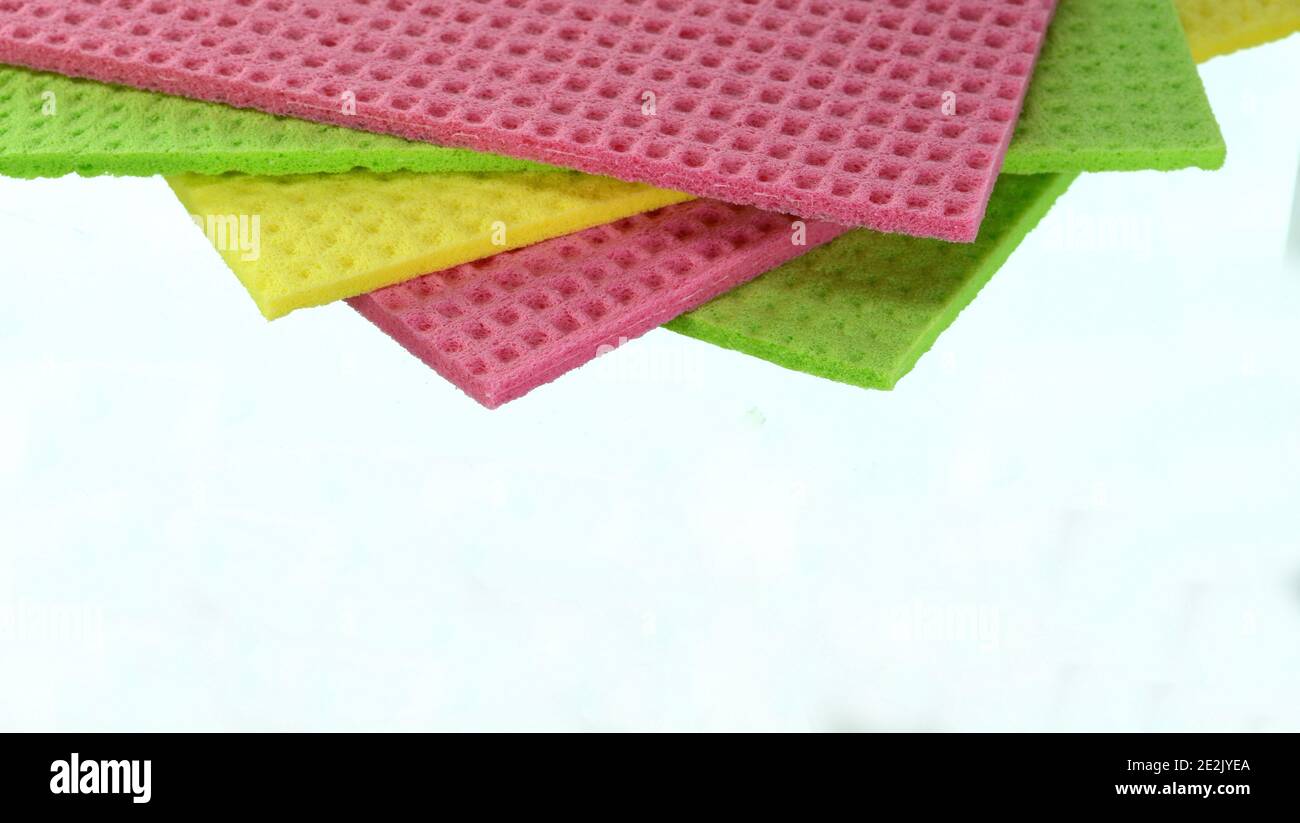 Clean sponge cloths isolated on white background. Household cleaning ...