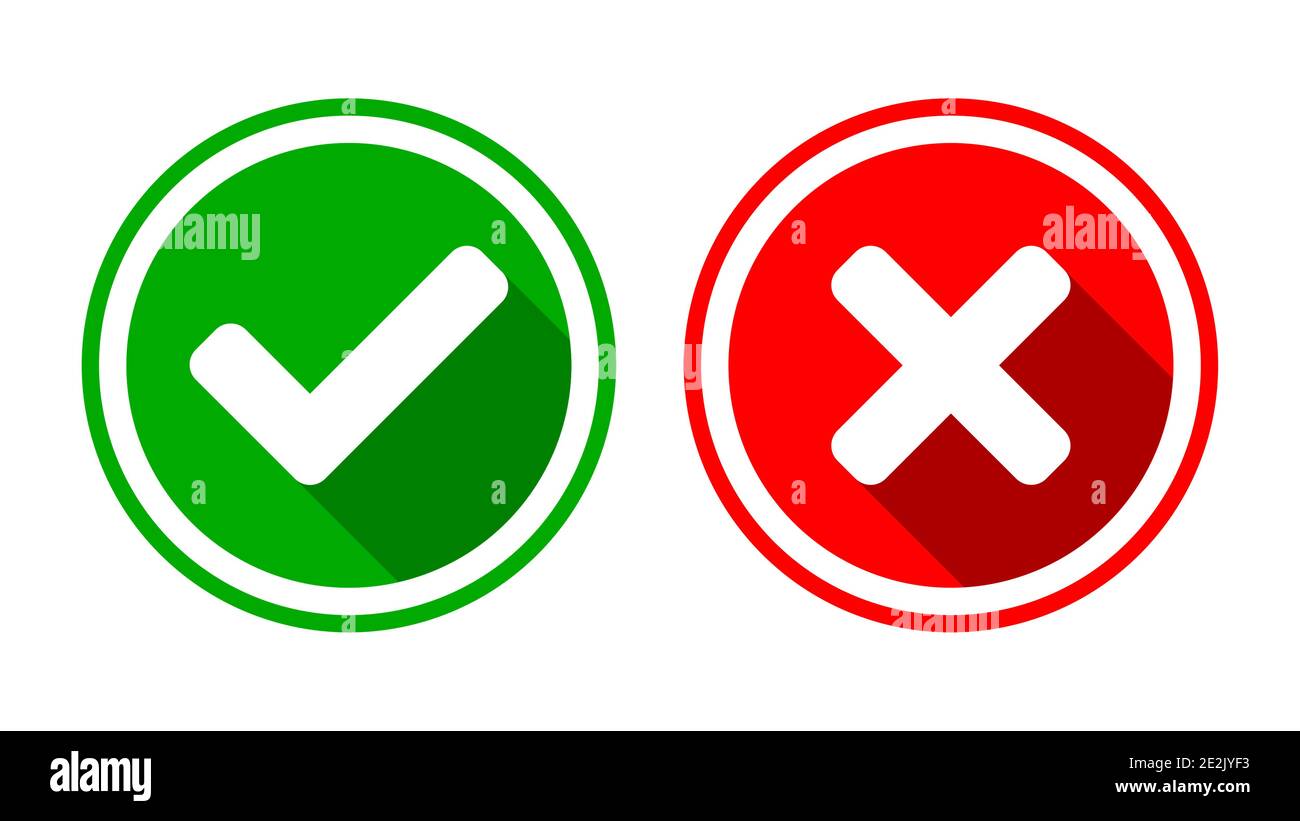 Yes and No or Right and Wrong or Approved and Declined Icons with Check ...