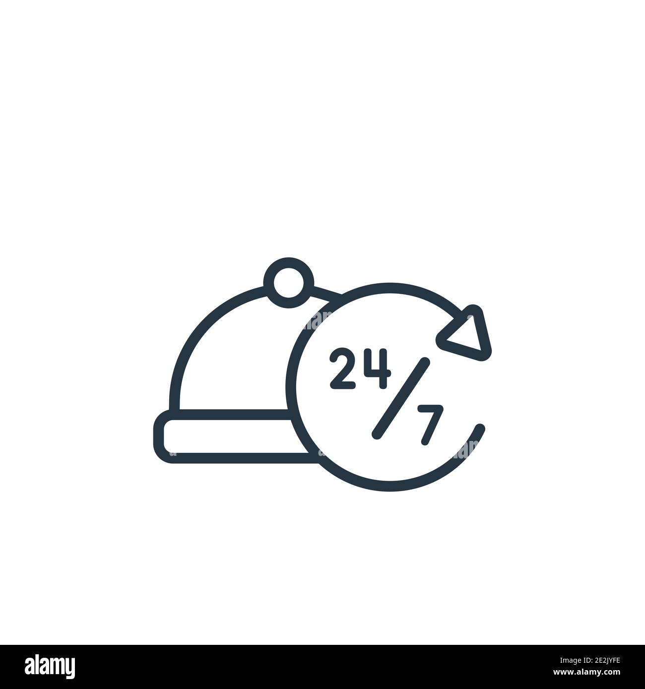 24 service outline vector icon. Thin line black 24 service icon, flat ...