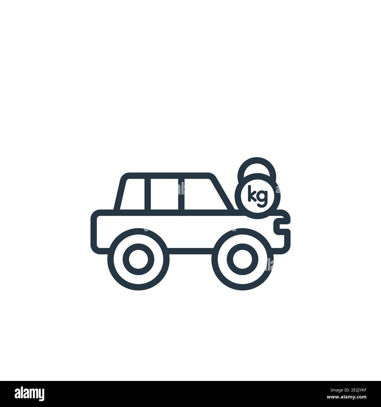 Excessive weight for the vehicle outline vector icon. Thin line black ...