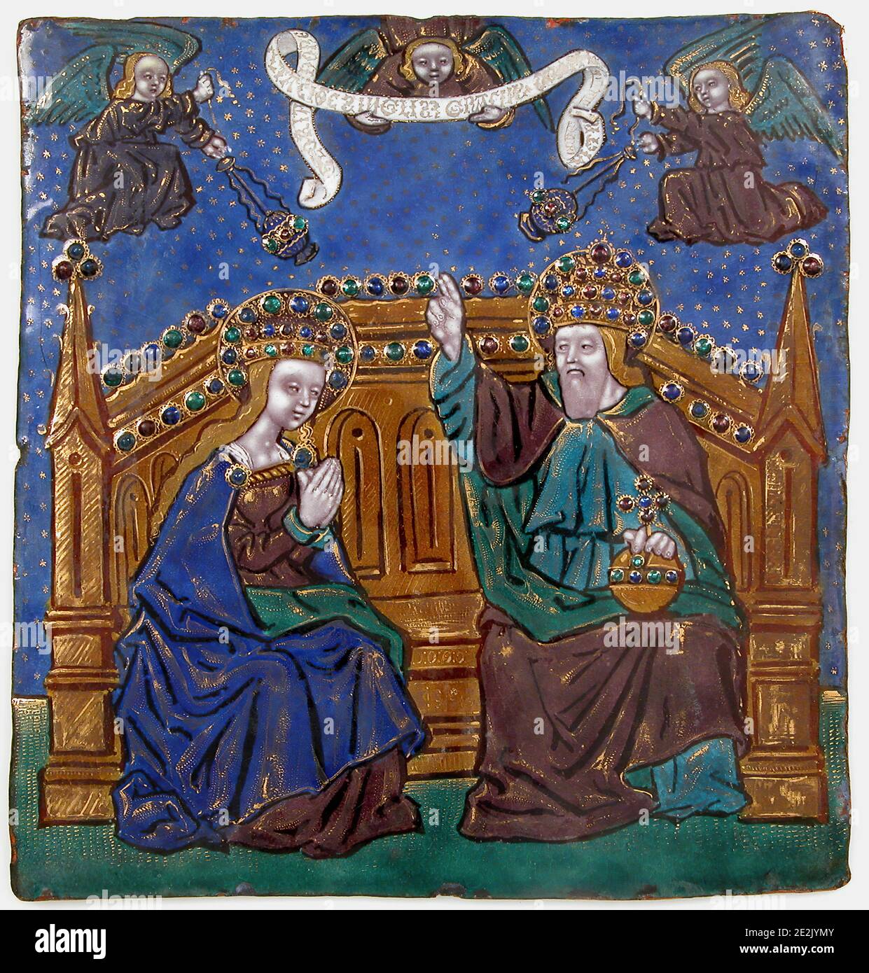 Plaque with God The Father Blessing The Virgin, French, late 15th-early 16th century Stock Photo ...