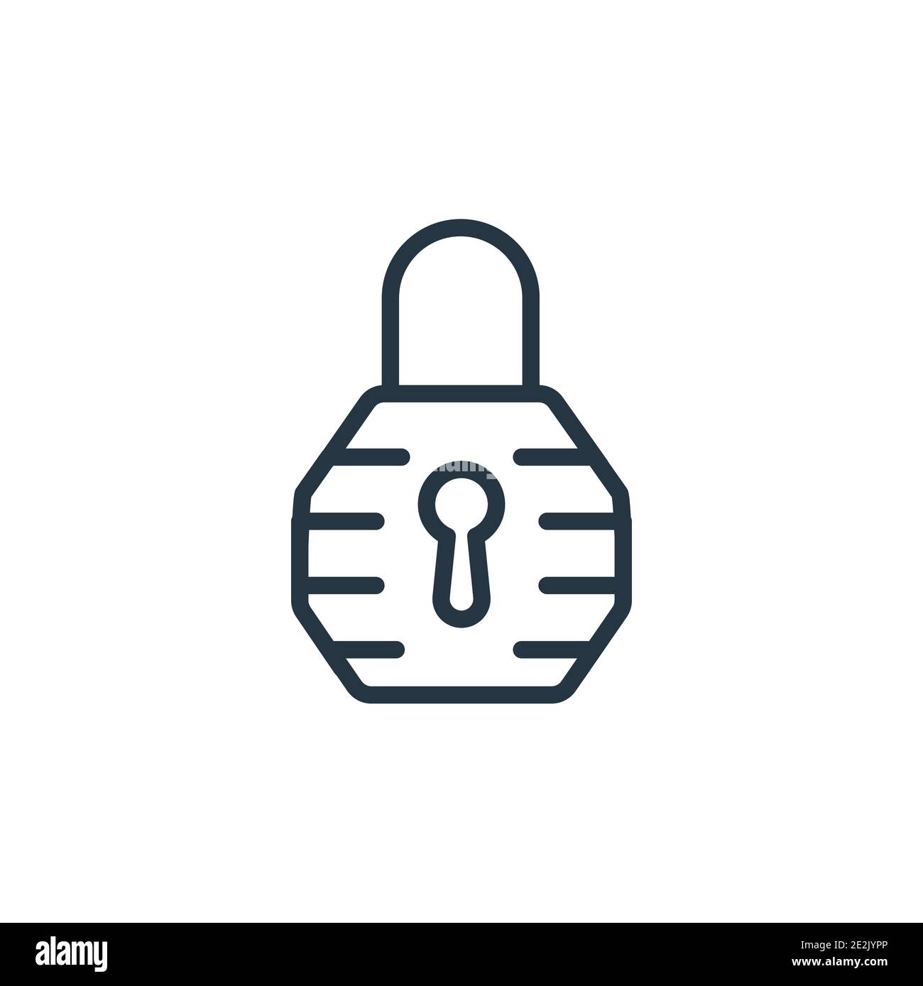 Padlock outline vector icon. Thin line black padlock icon, flat vector ...