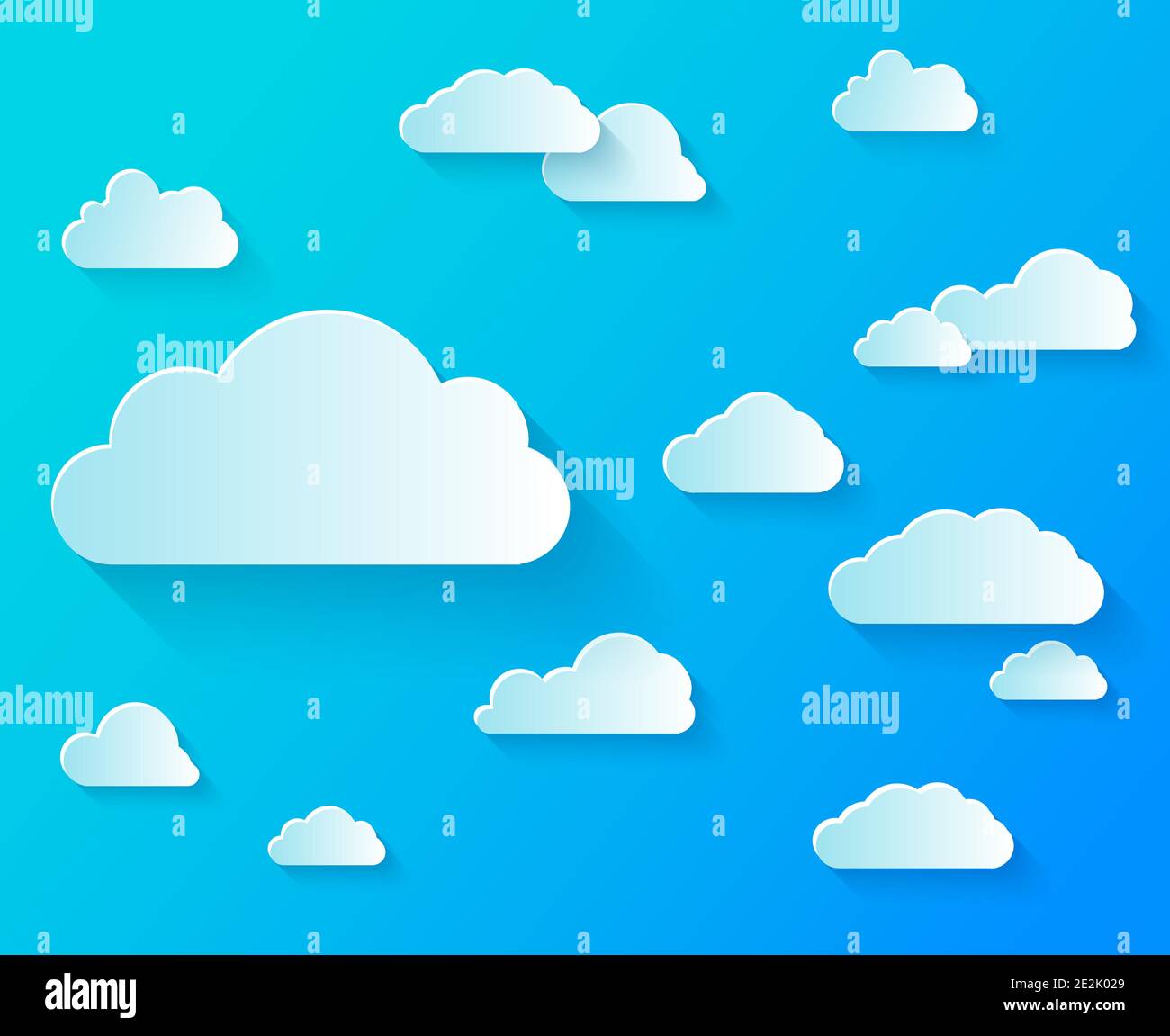 Set Different shapes of clouds on clear blue sky. Paper cut and digital ...
