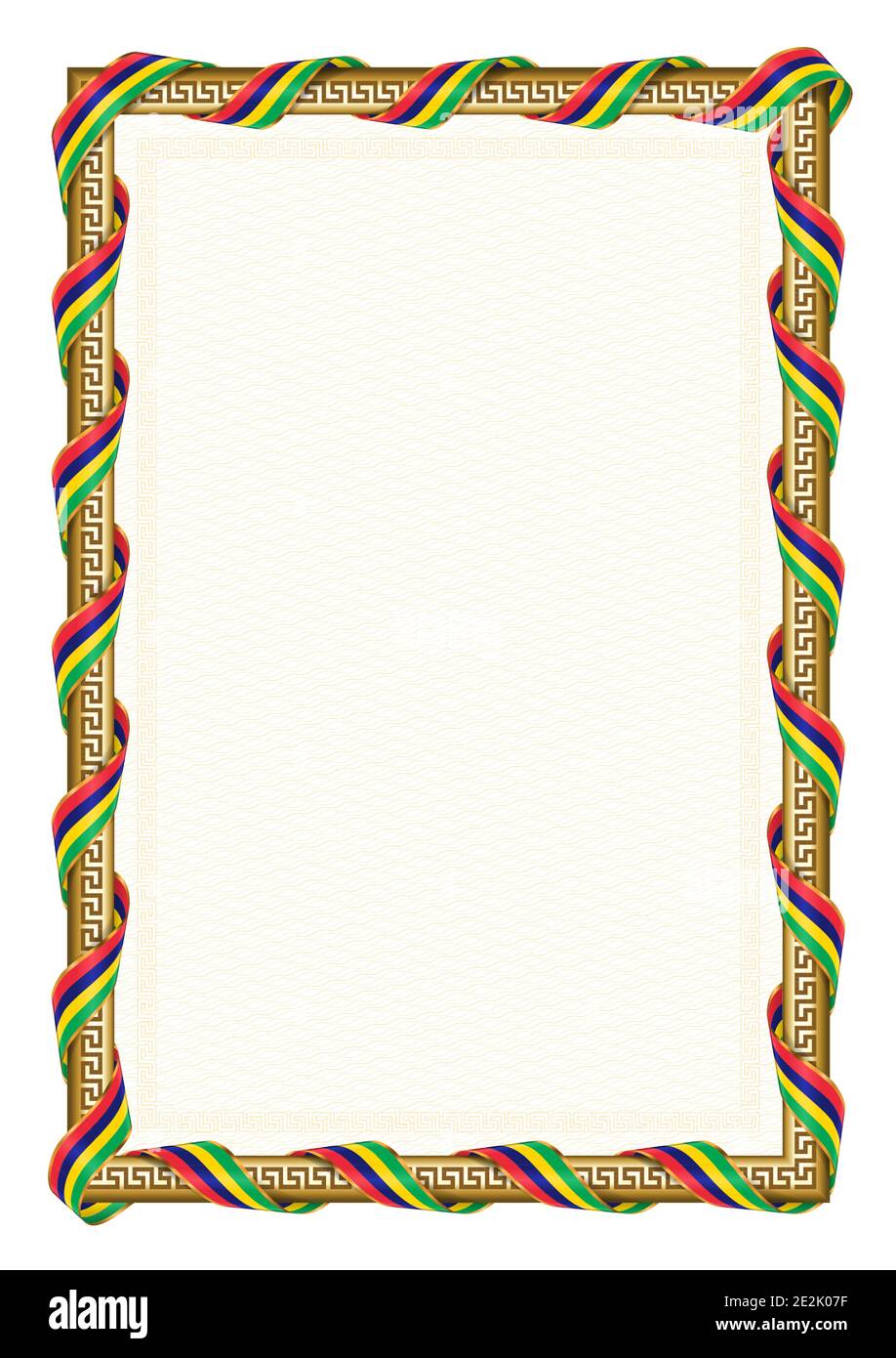 Vertical frame and border with Mauritius flag, template elements for ...