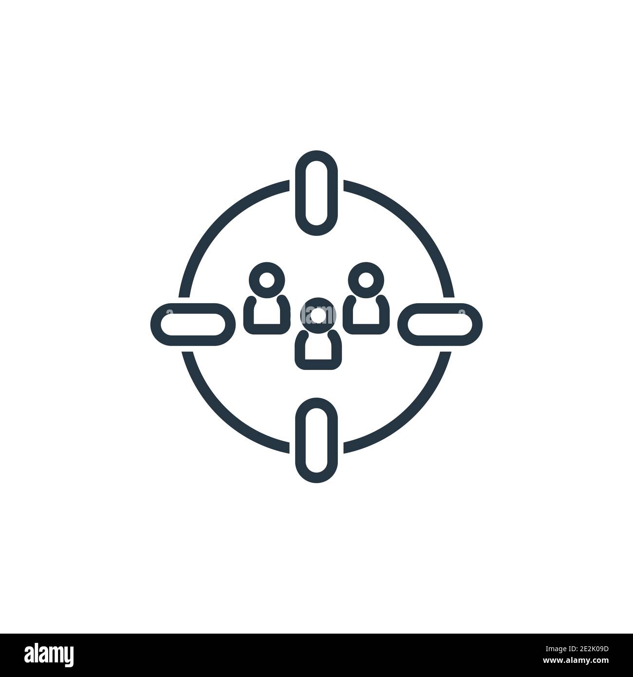 Target audience outline vector icon. Thin line black target audience ...