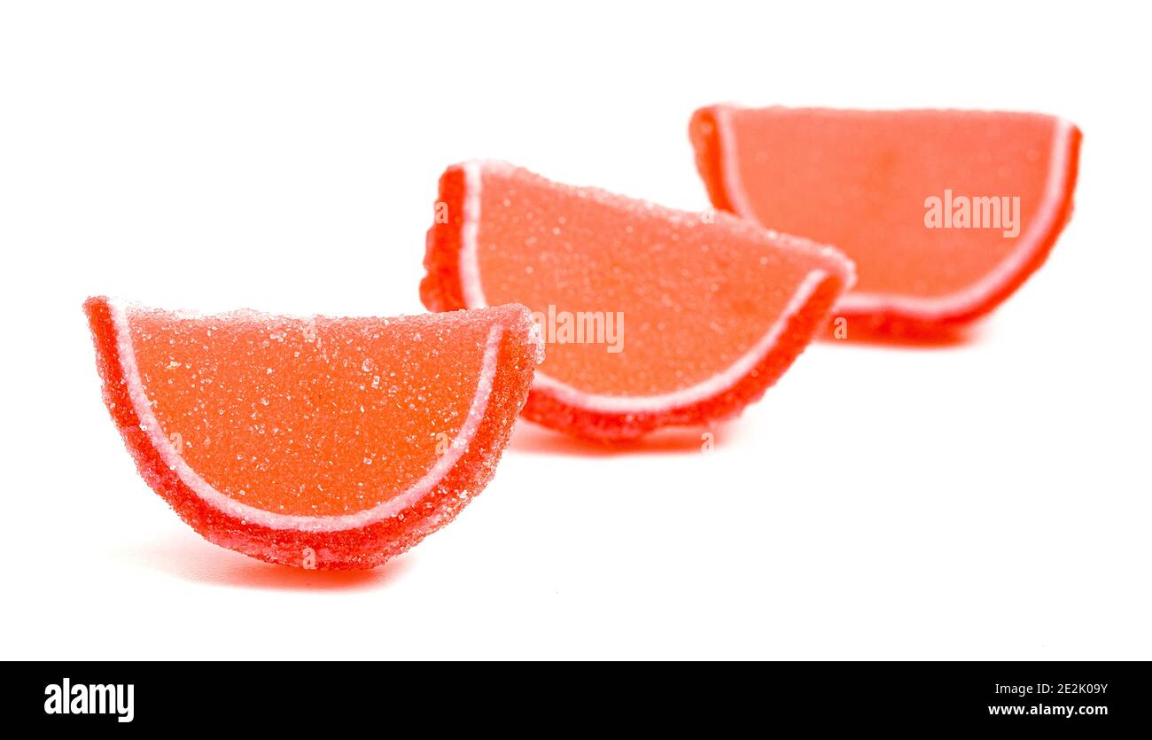 Strawberry Flavored Candy Fruit Slice Isolated on a White Background ...
