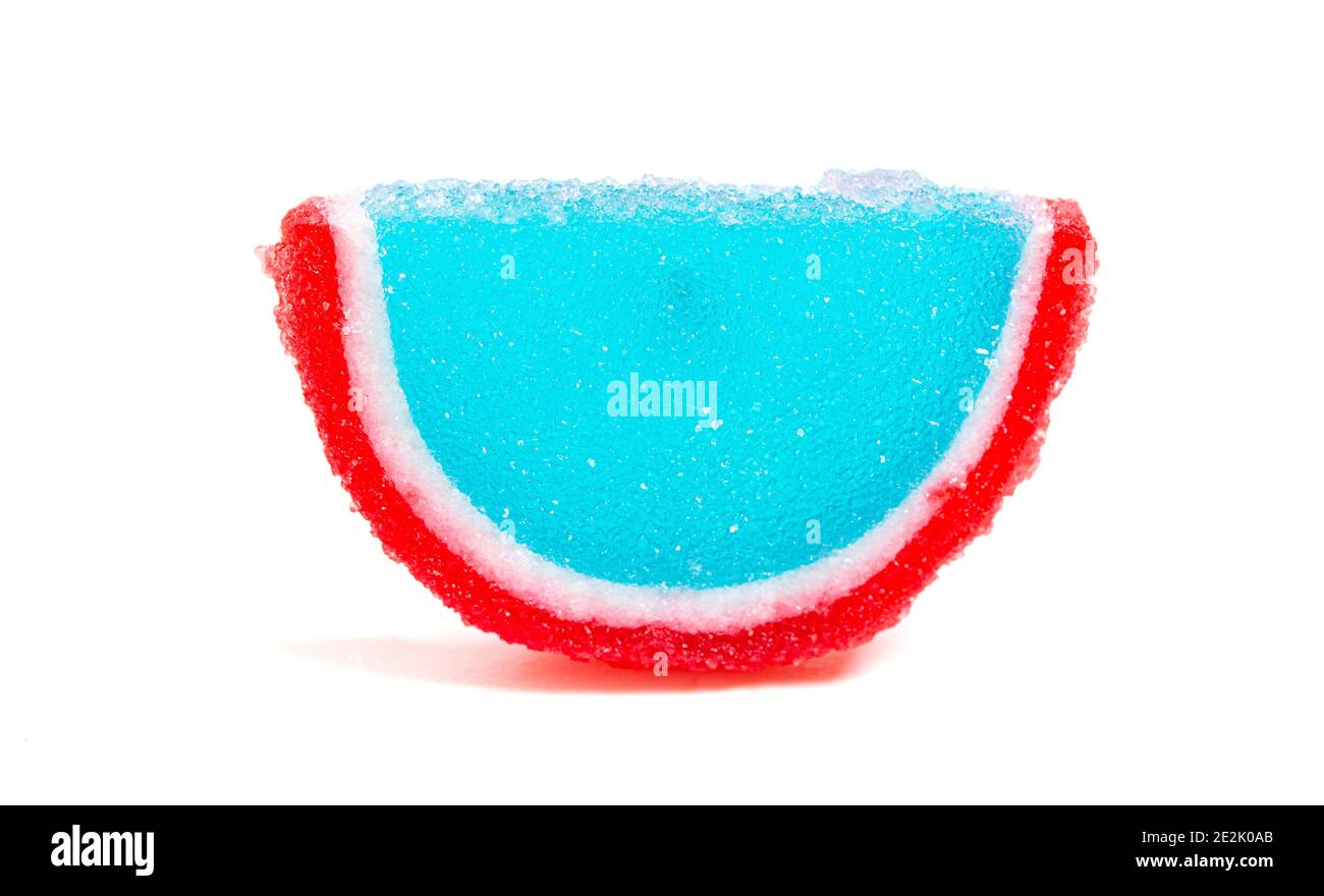 Blue and Red Candy Fruit Slice Isolated on a White Background Stock ...