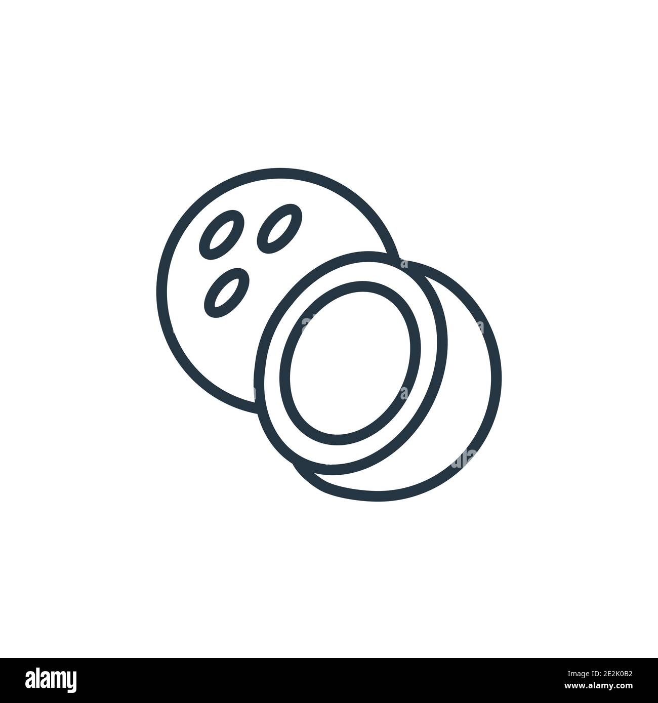 Coconut outline vector icon. Thin line black coconut icon, flat vector ...