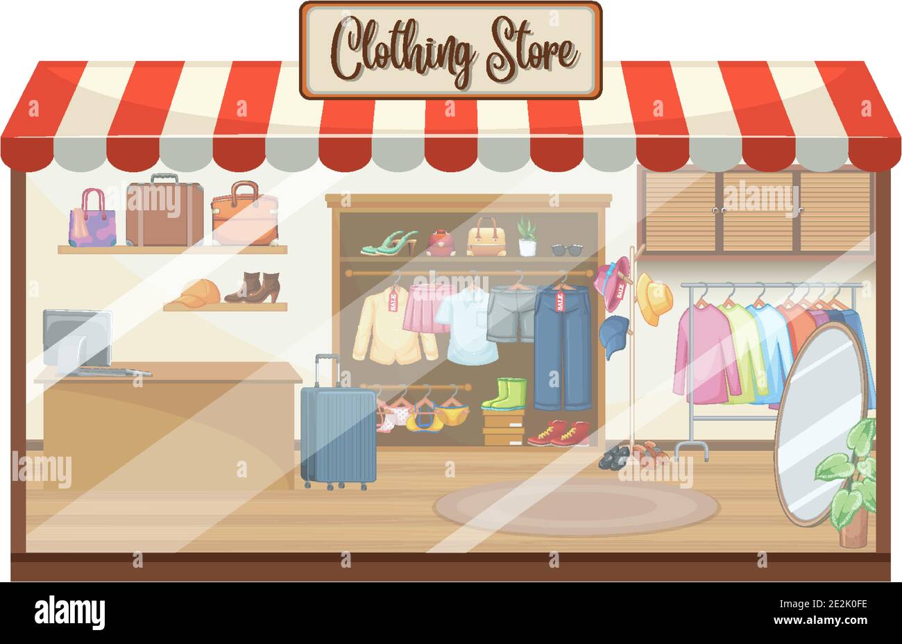 Fashion clothes store background illustration Stock Vector Image & Art ...