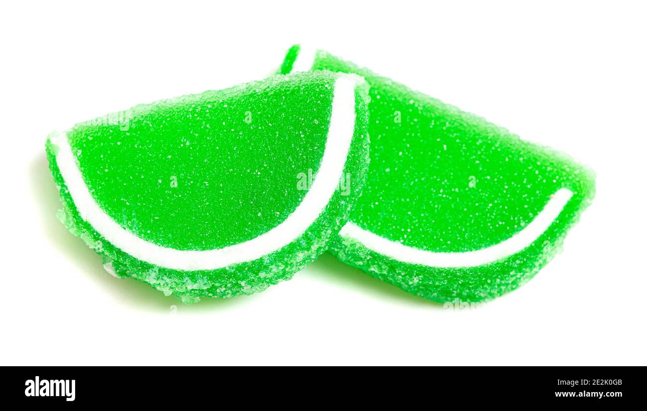 Lime Candy Fruit Slice Isolated on a White Background Stock Photo - Alamy