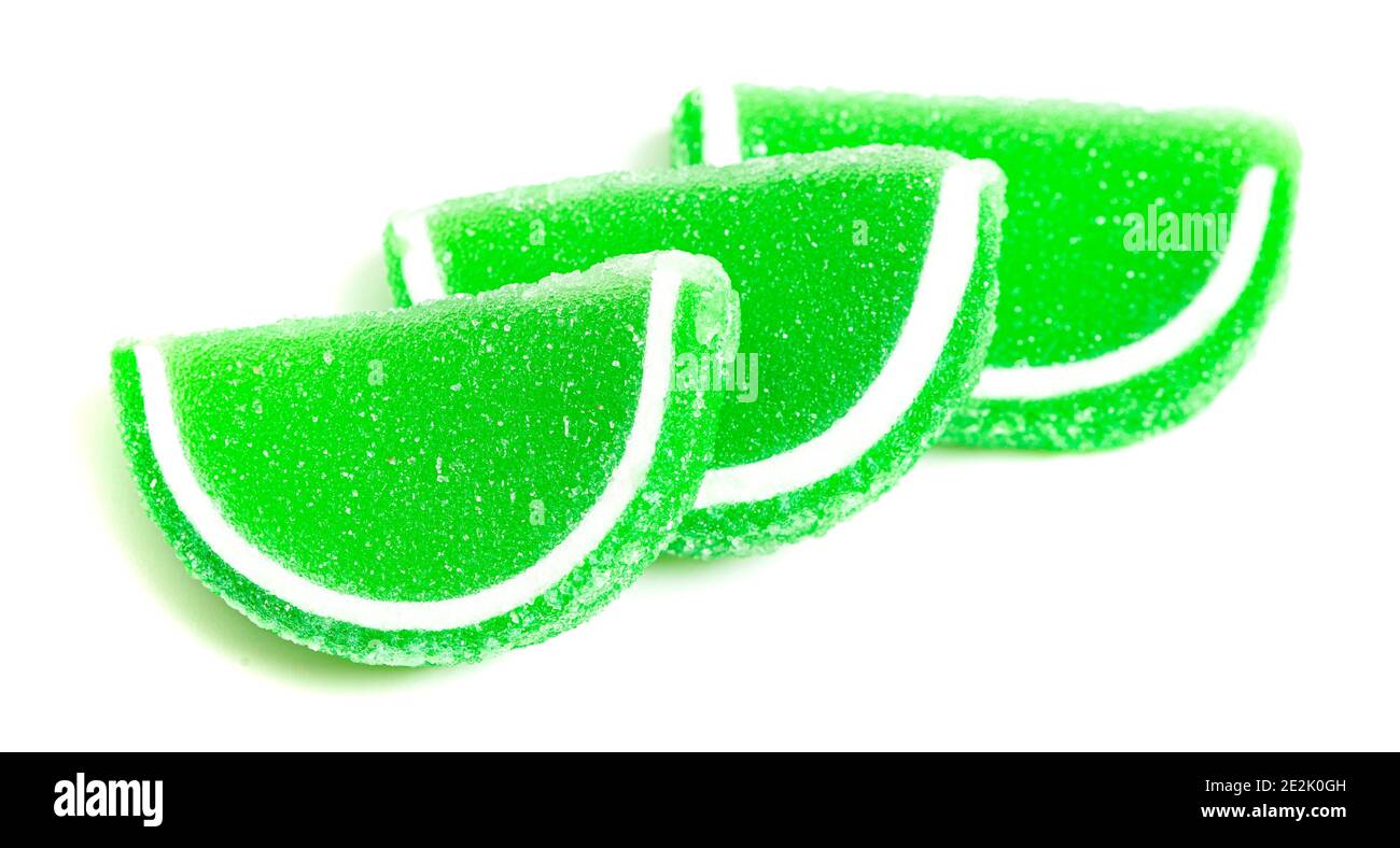 Lime Candy Fruit Slice Isolated on a White Background Stock Photo - Alamy