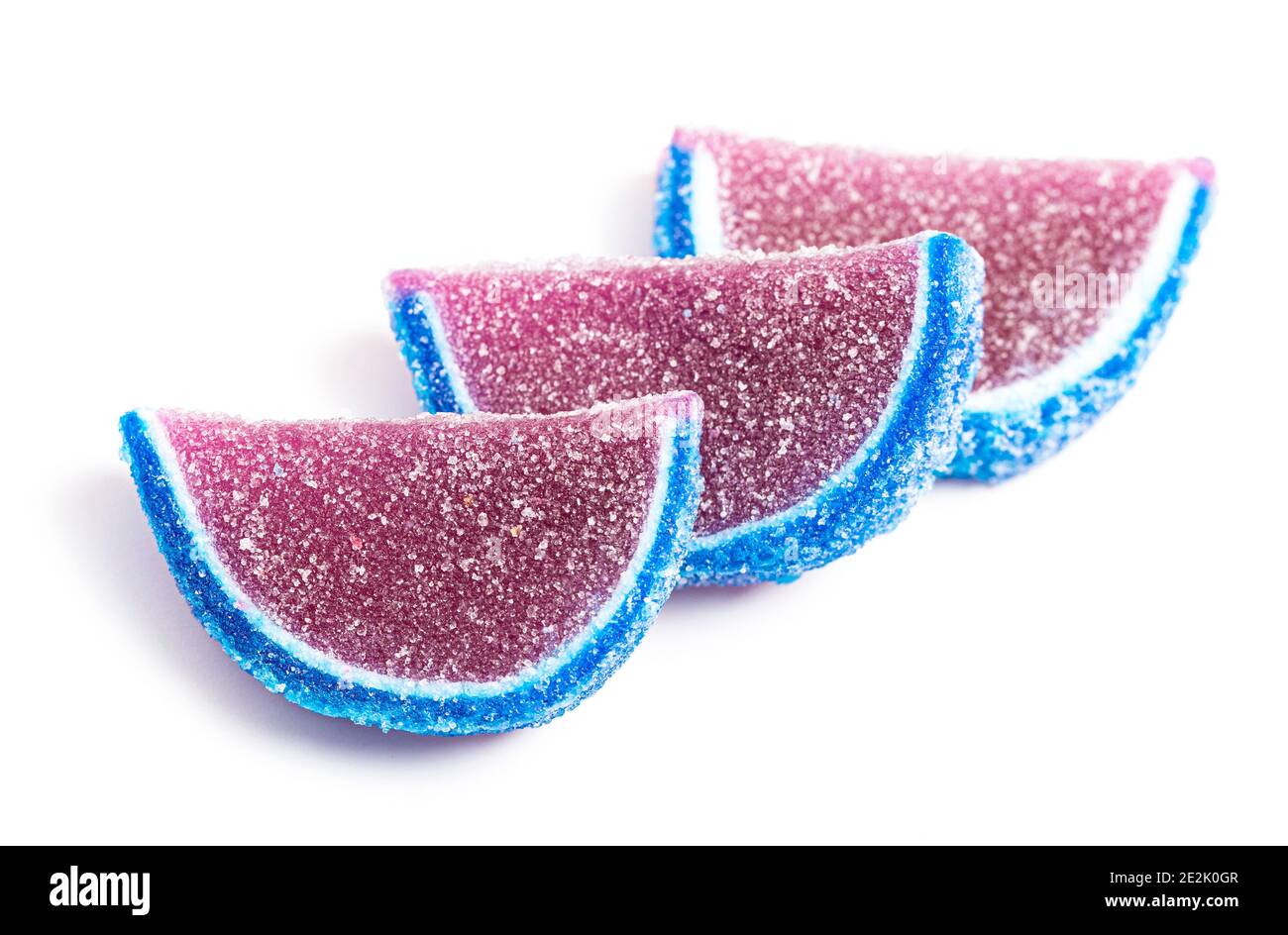 Blue and Purple Candy Fruit Slice Isolated on a White Background Stock ...