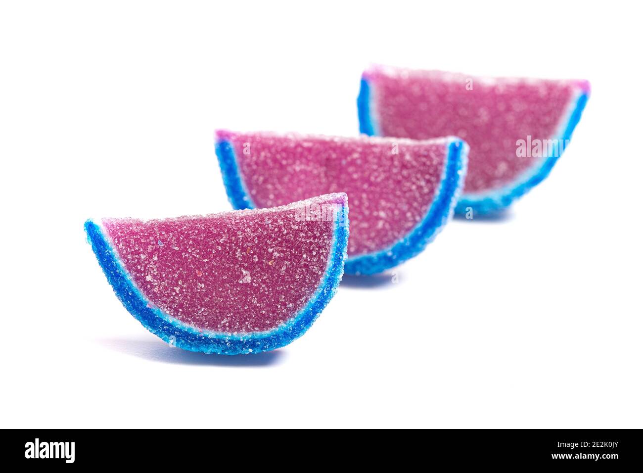 Blue and Purple Candy Fruit Slice Isolated on a White Background Stock ...