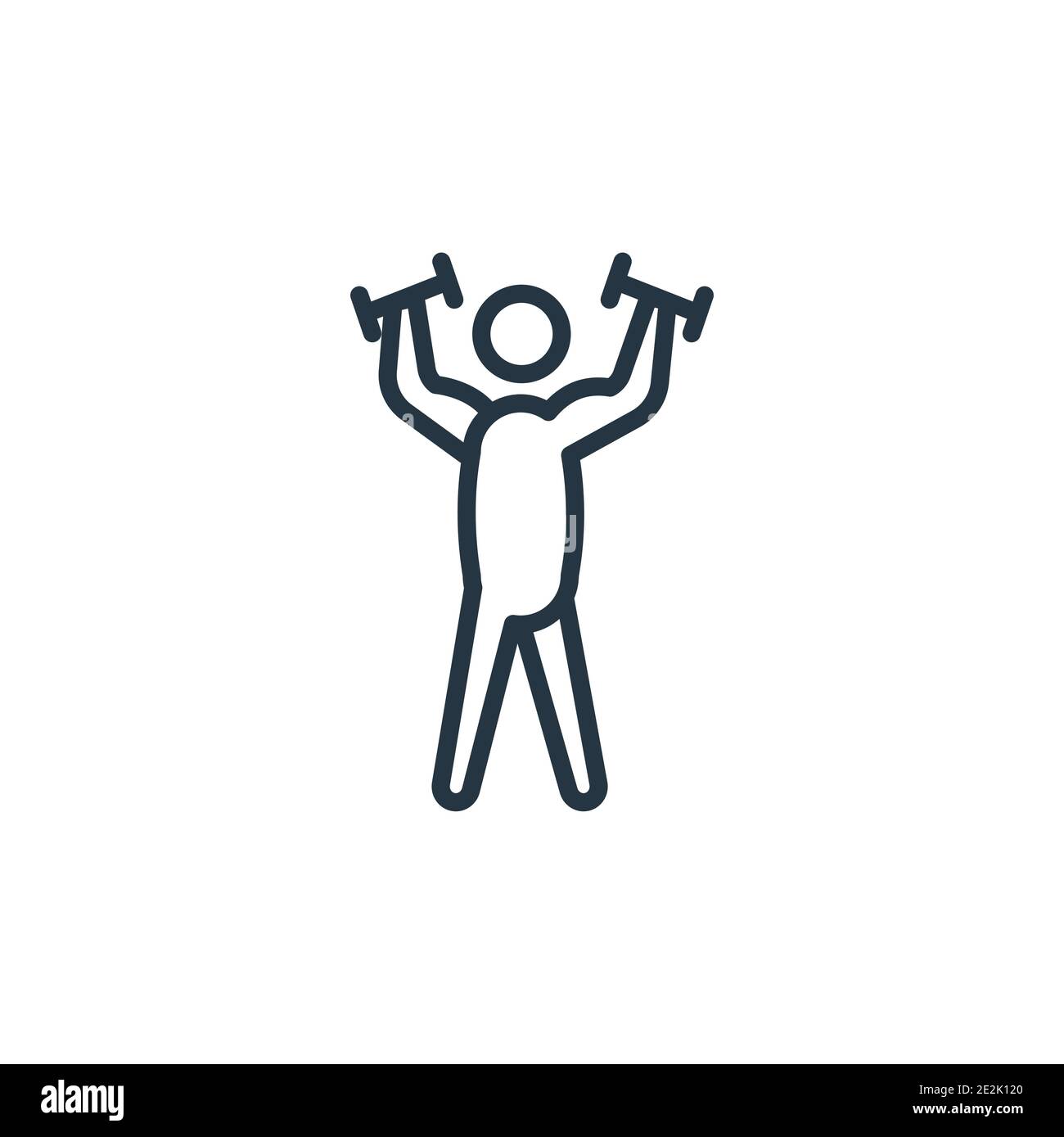 Strong human outline vector icon. Thin line black strong human icon ...