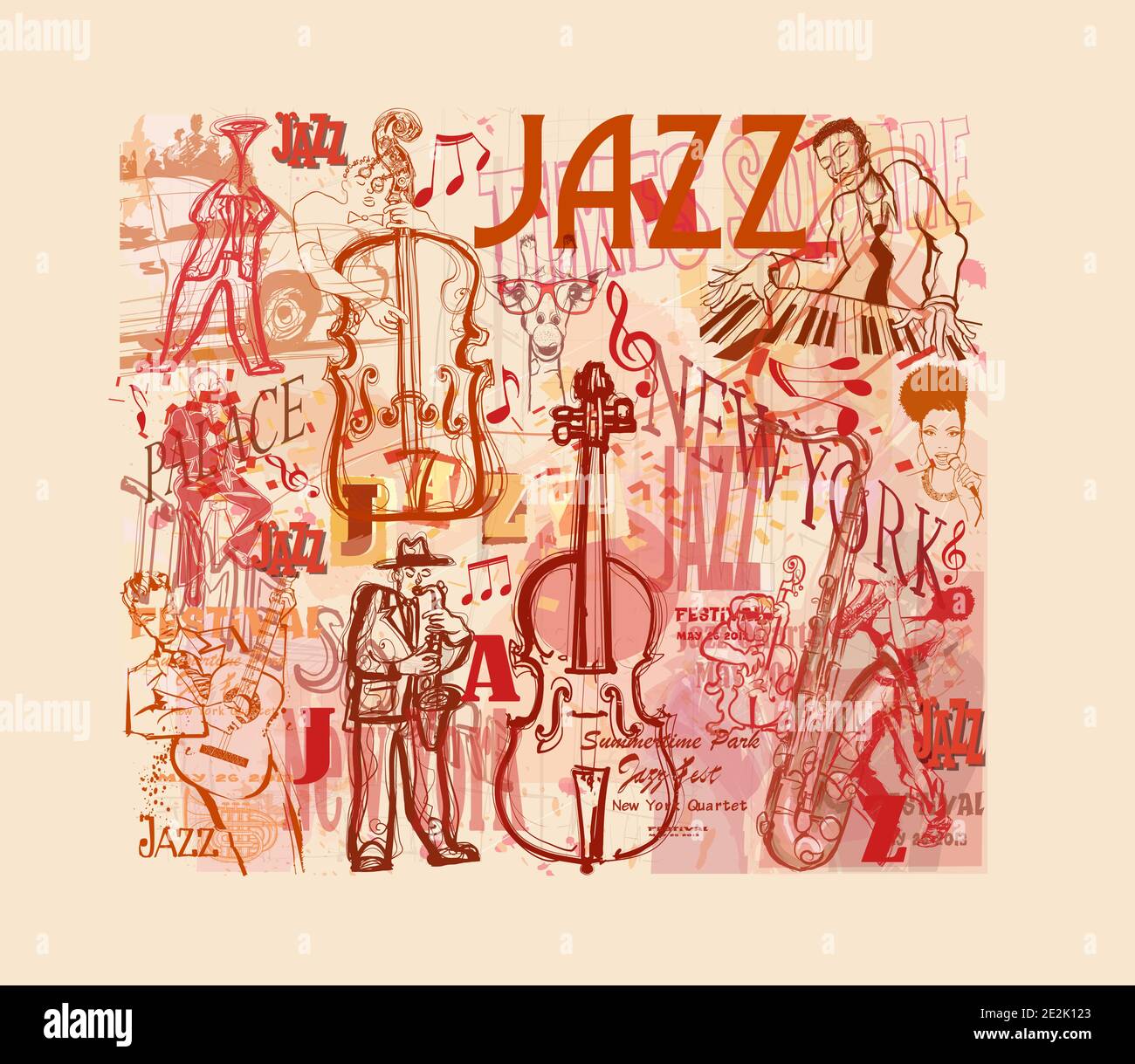 Jazz doodle poster - vector illustration Stock Vector Image & Art - Alamy
