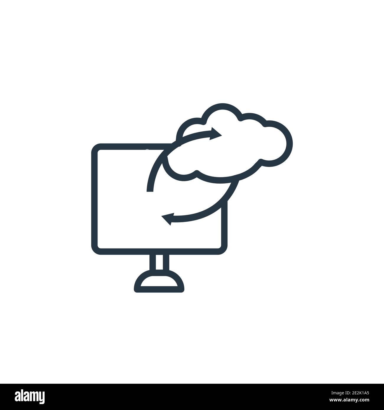 Computing cloud outline vector icon. Thin line black computing cloud ...