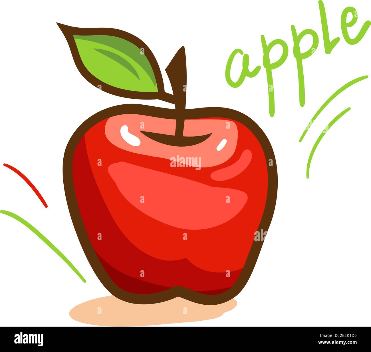 Fresh red apple with green leaf. Vector illustration Stock Vector Image ...