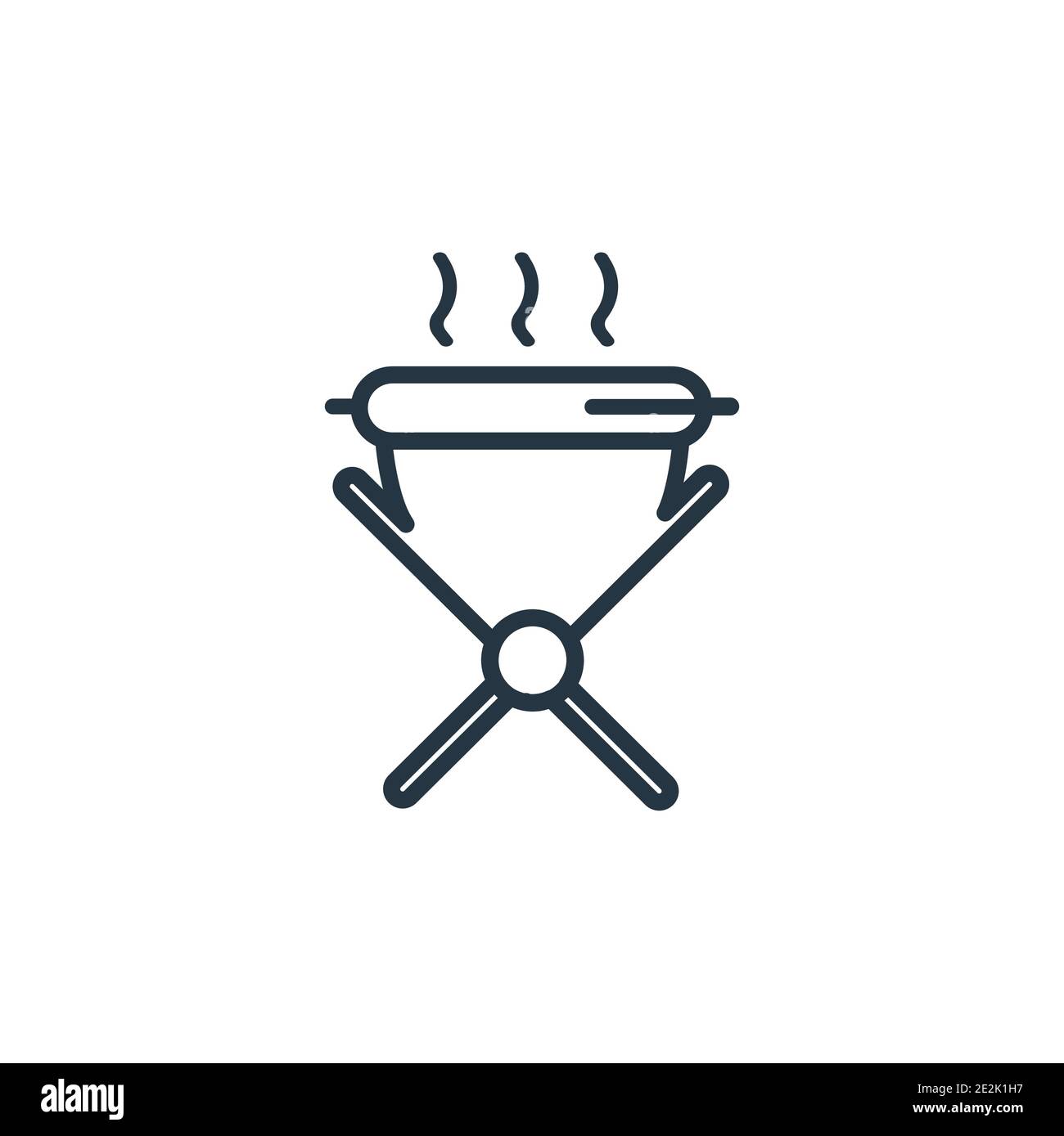 Cooking on the barbecue outline vector icon. Thin line black cooking on ...