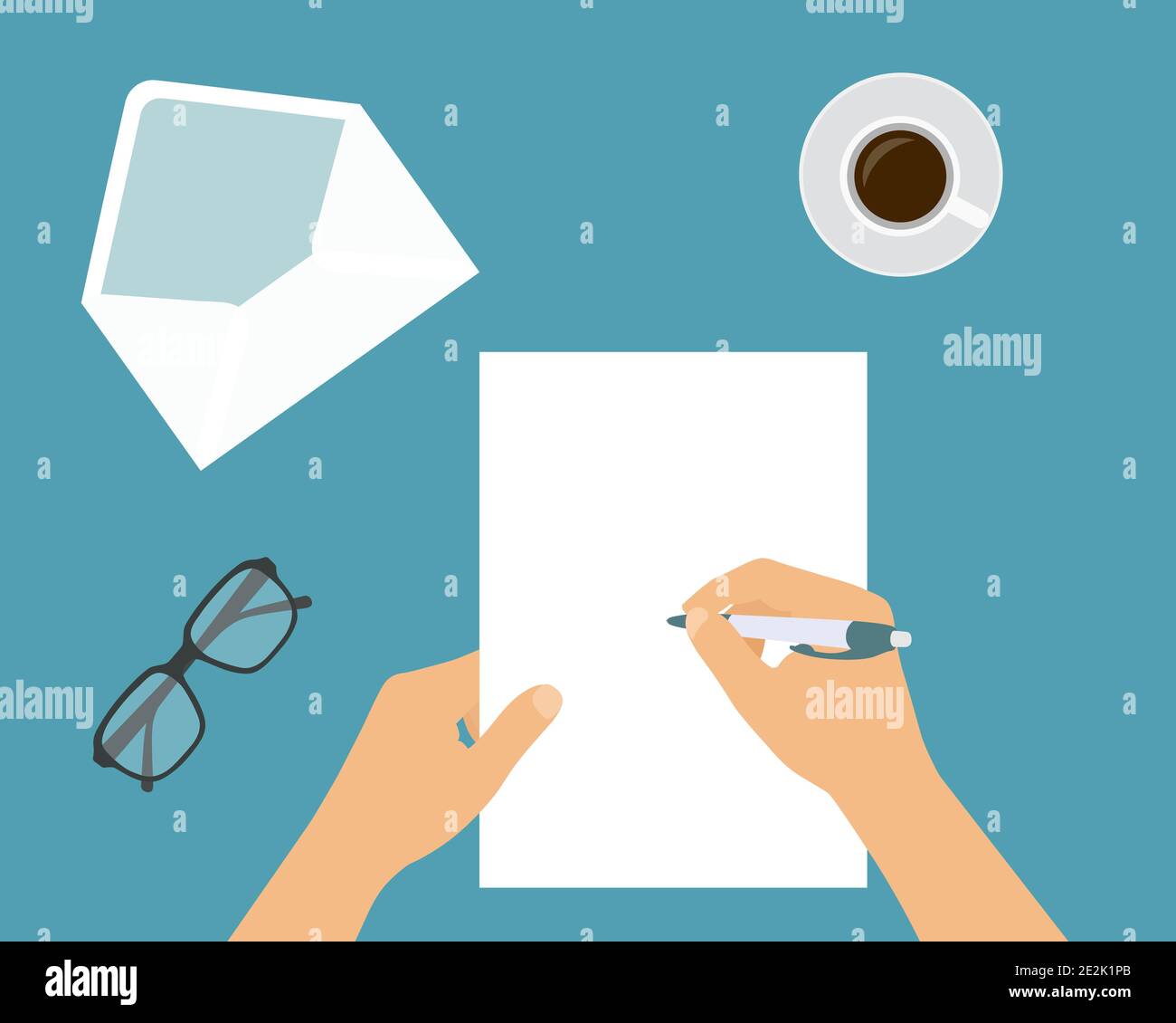 Girl writing letter cartoon hi-res stock photography and images - Alamy