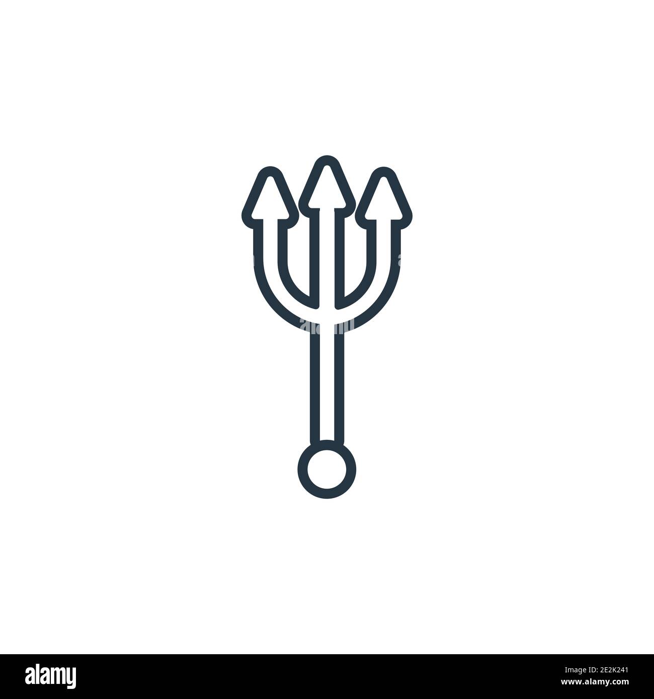 Trident outline vector icon. Thin line black trident icon, flat vector simple element ...