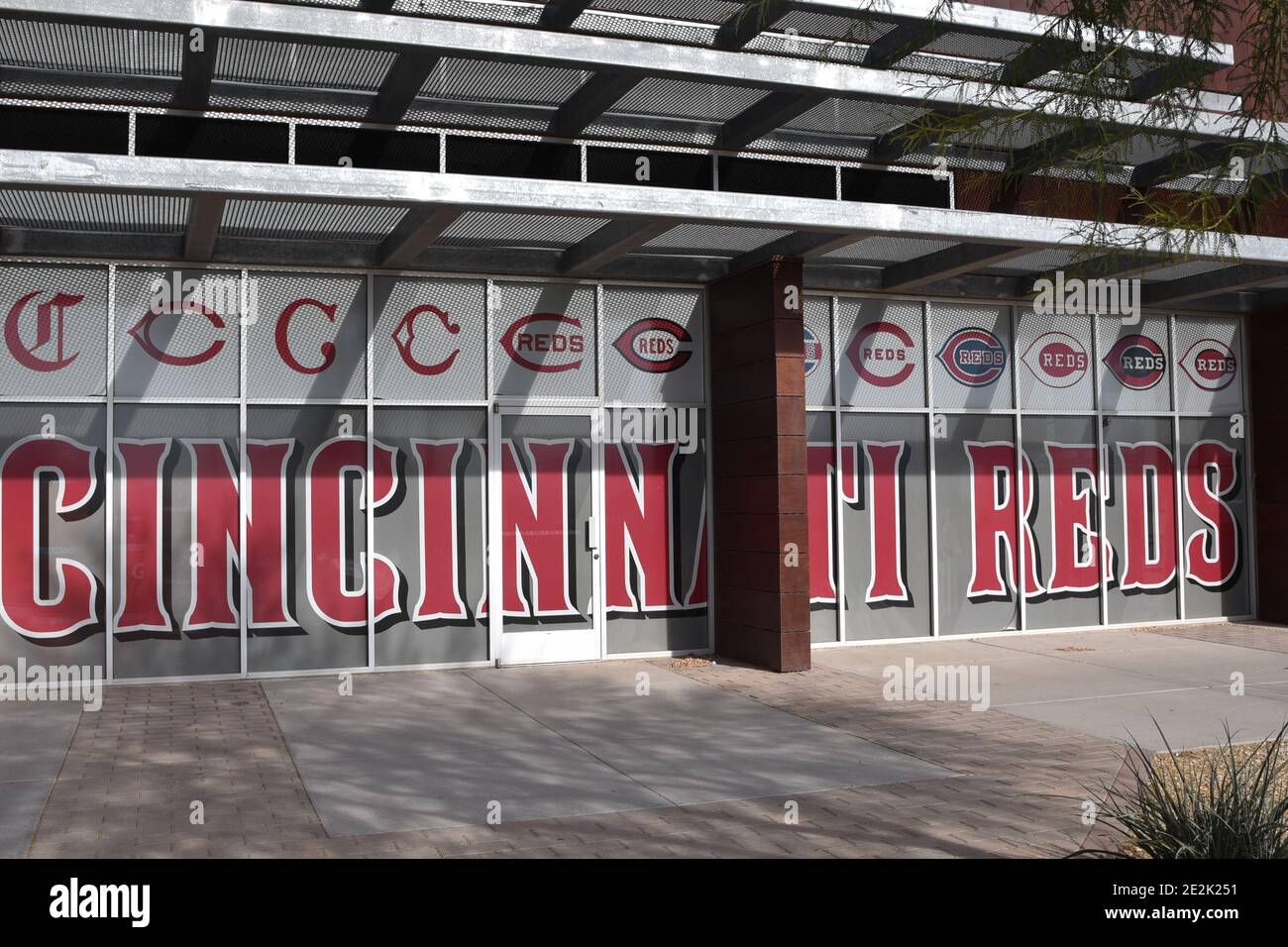 Cincinnati Reds logo at Goodyear Ballpark their spring training ...