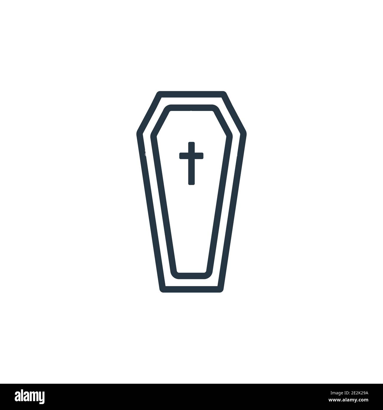Coffin outline vector icon. Thin line black coffin icon, flat vector simple element illustration ...