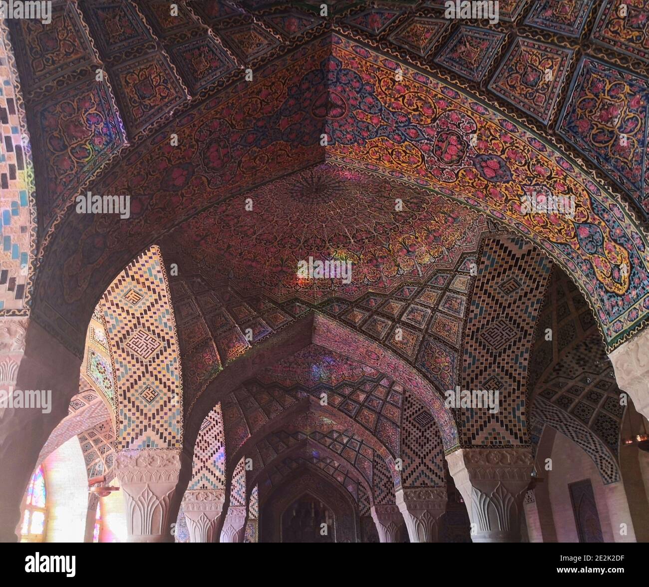 Low angle shot of paintings inside a beautiful temple Stock Photo - Alamy