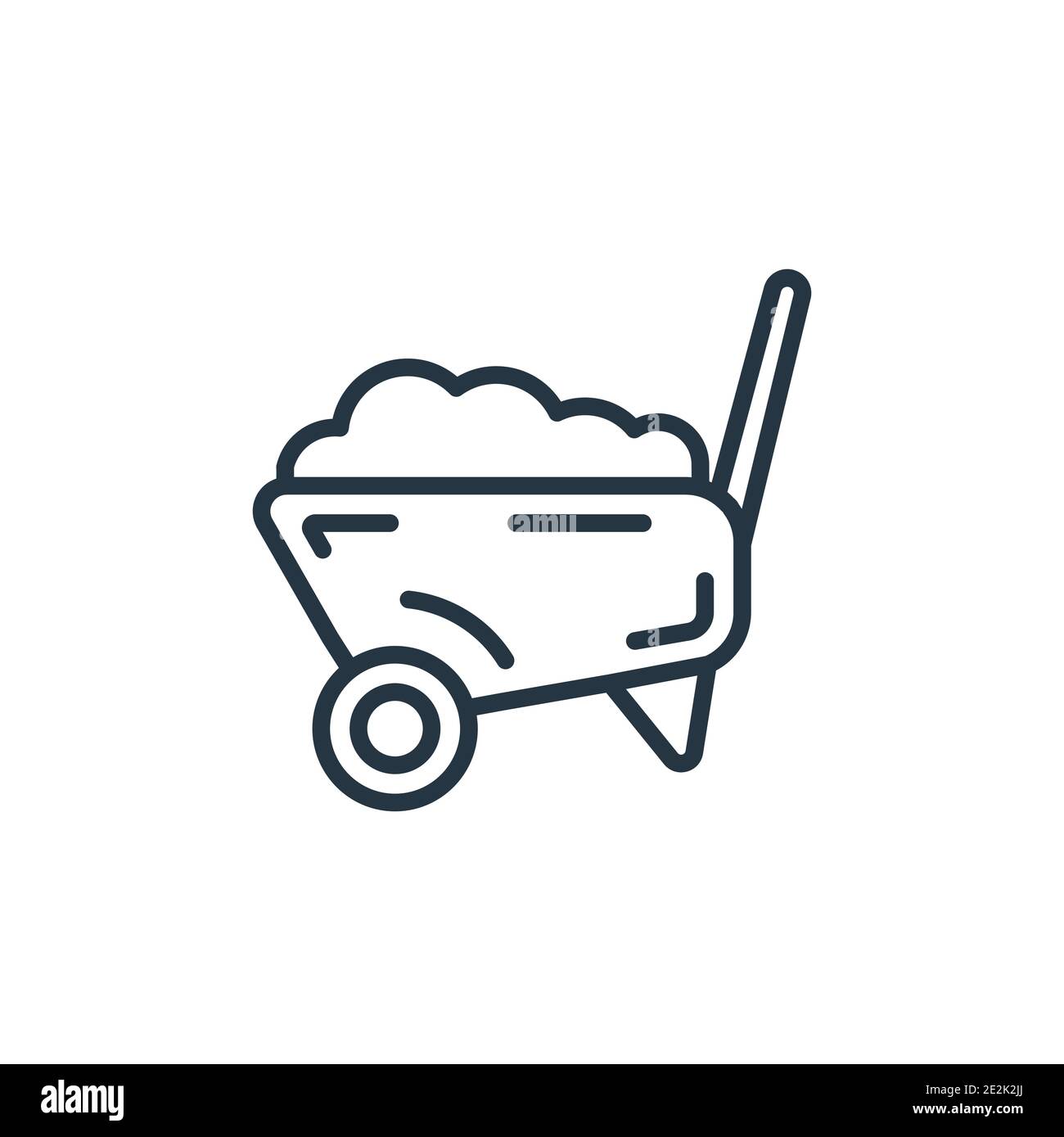 Wheelbarrow outline vector icon. Thin line black wheelbarrow icon, flat ...